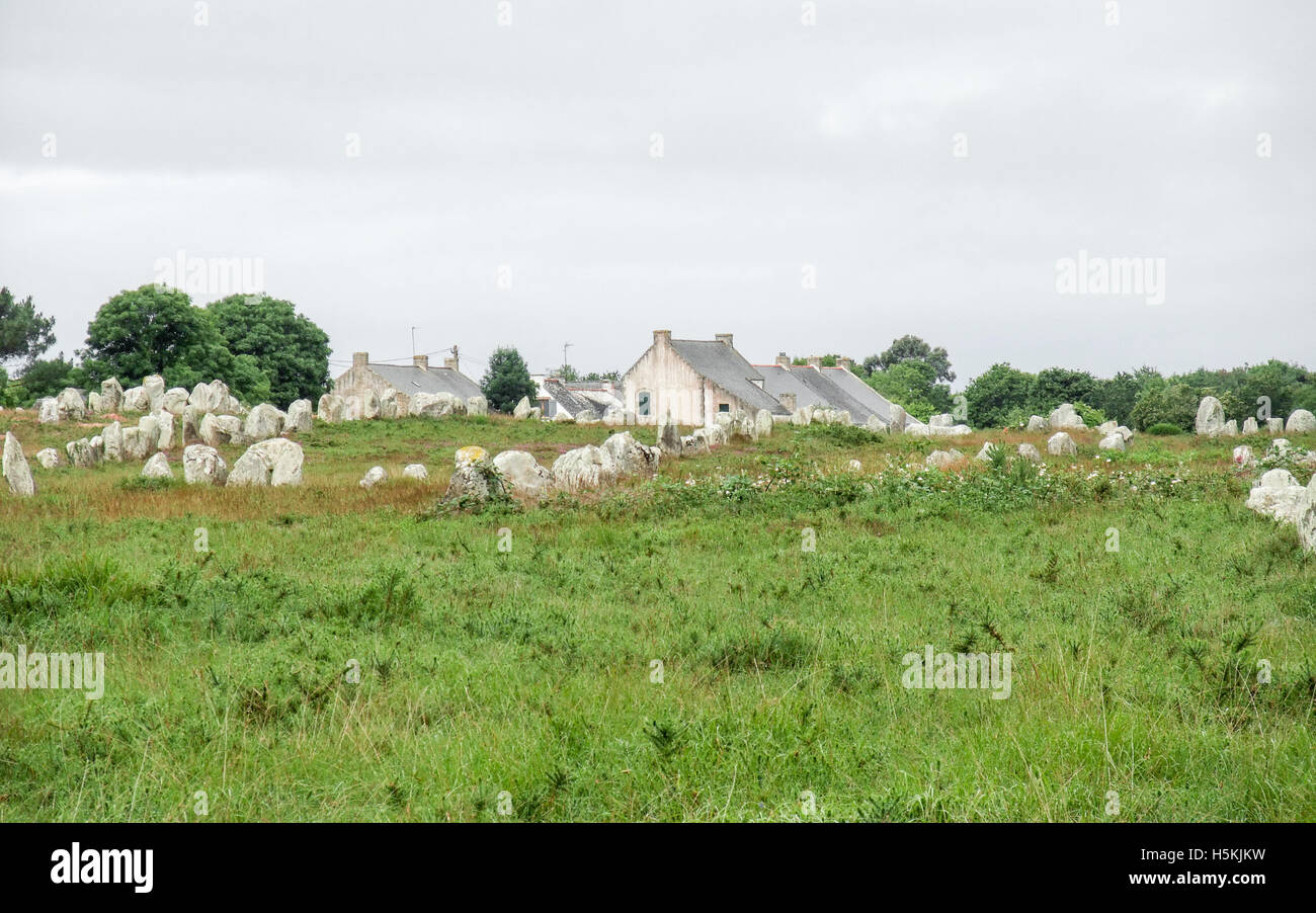 scenery around the Carnac stones, a megalithic site in Brittany, France ...