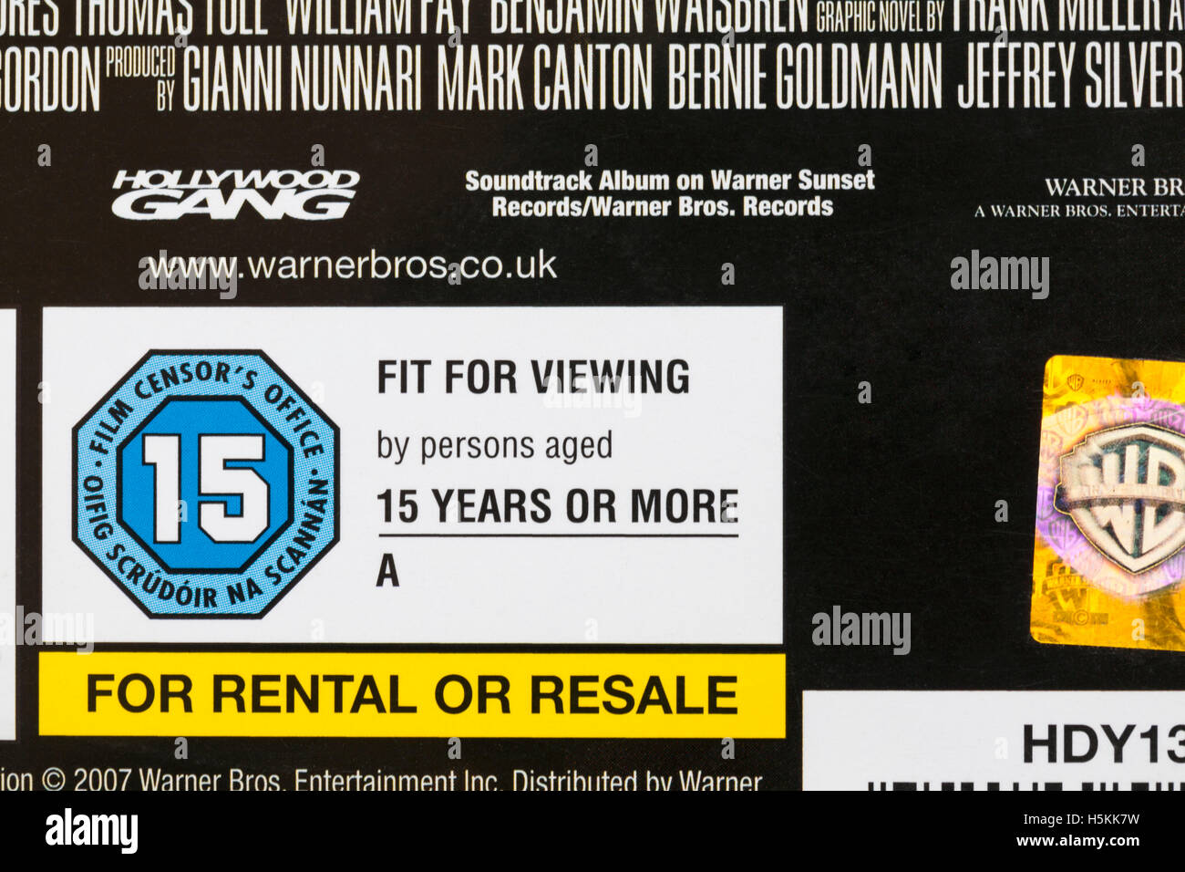 15 rating rated 15 on HD DVD case - fit for viewing by persons aged 15 ...