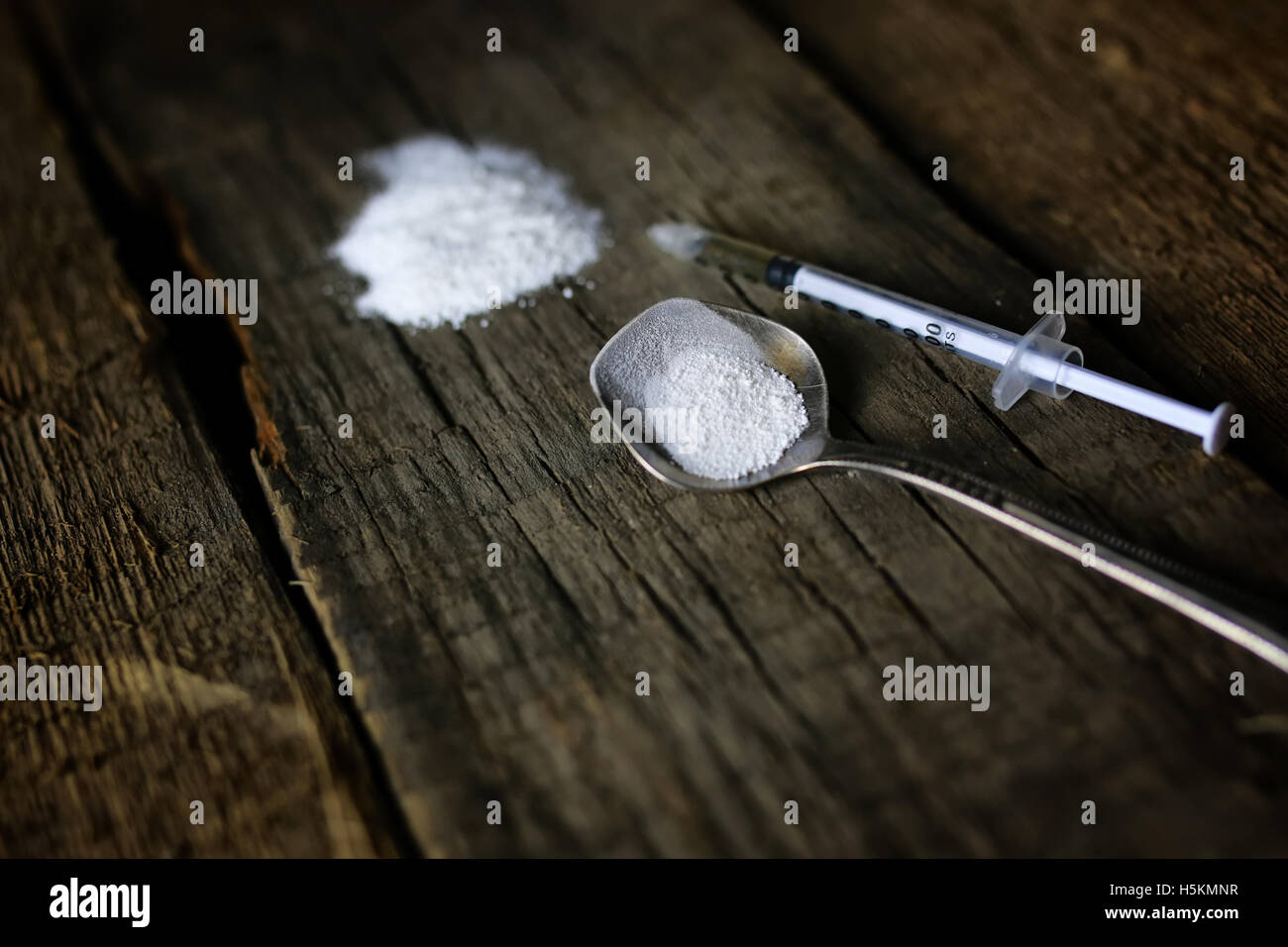 cocain drug syringe spoon Stock Photo - Alamy