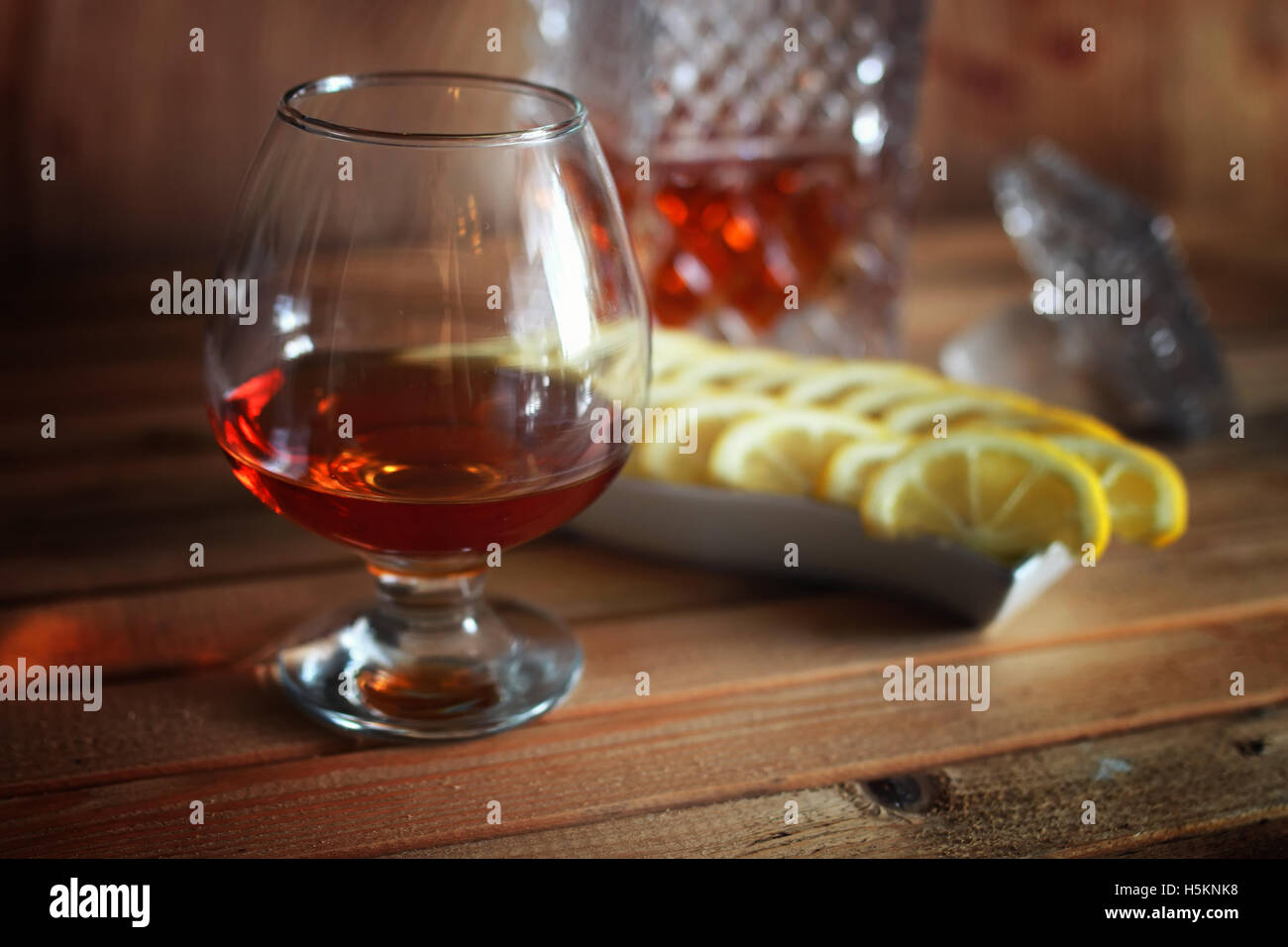 alcohol brandy set glass and carafe Stock Photo - Alamy