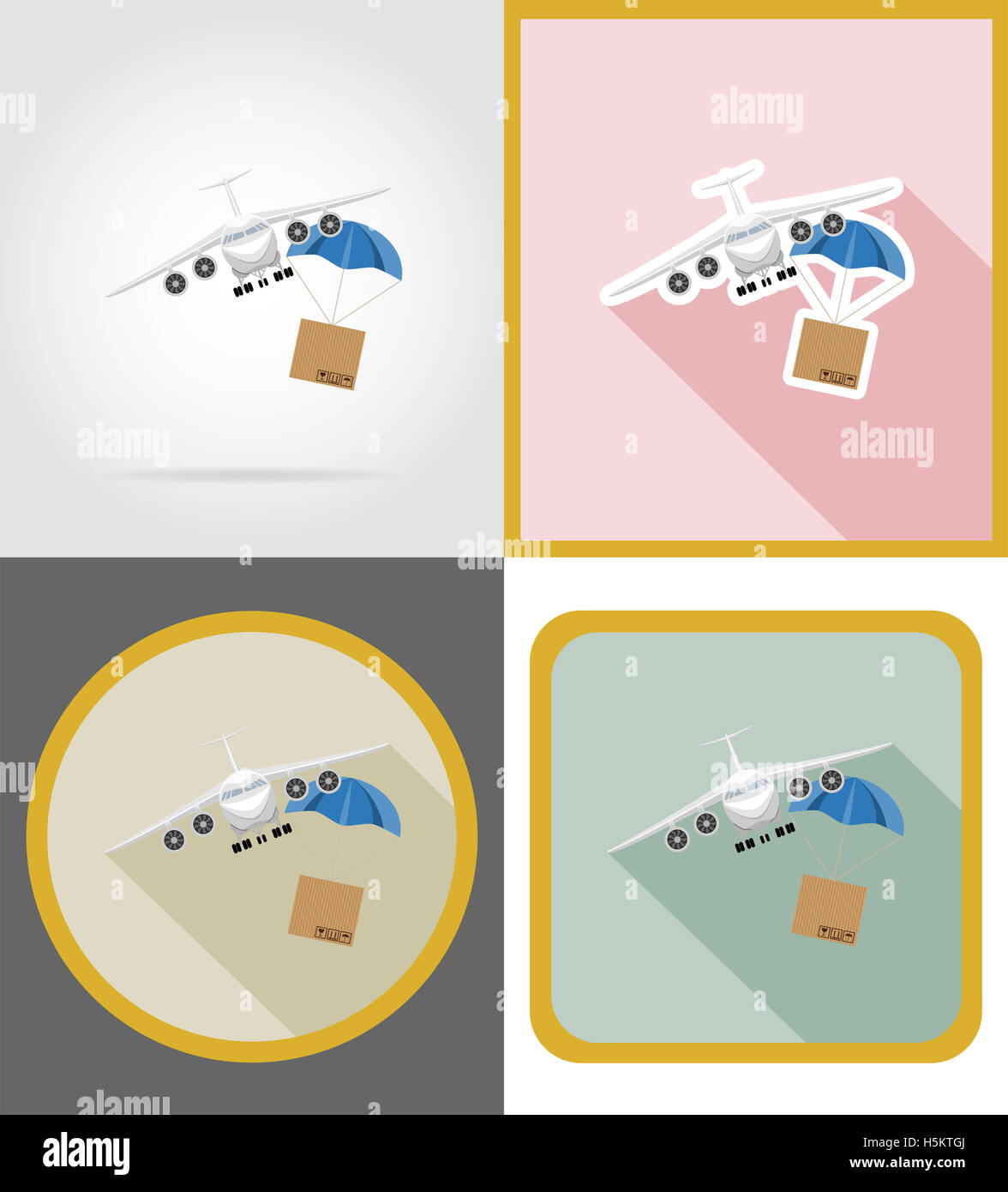aircraft delivery flat icons illustration isolated on background Stock ...