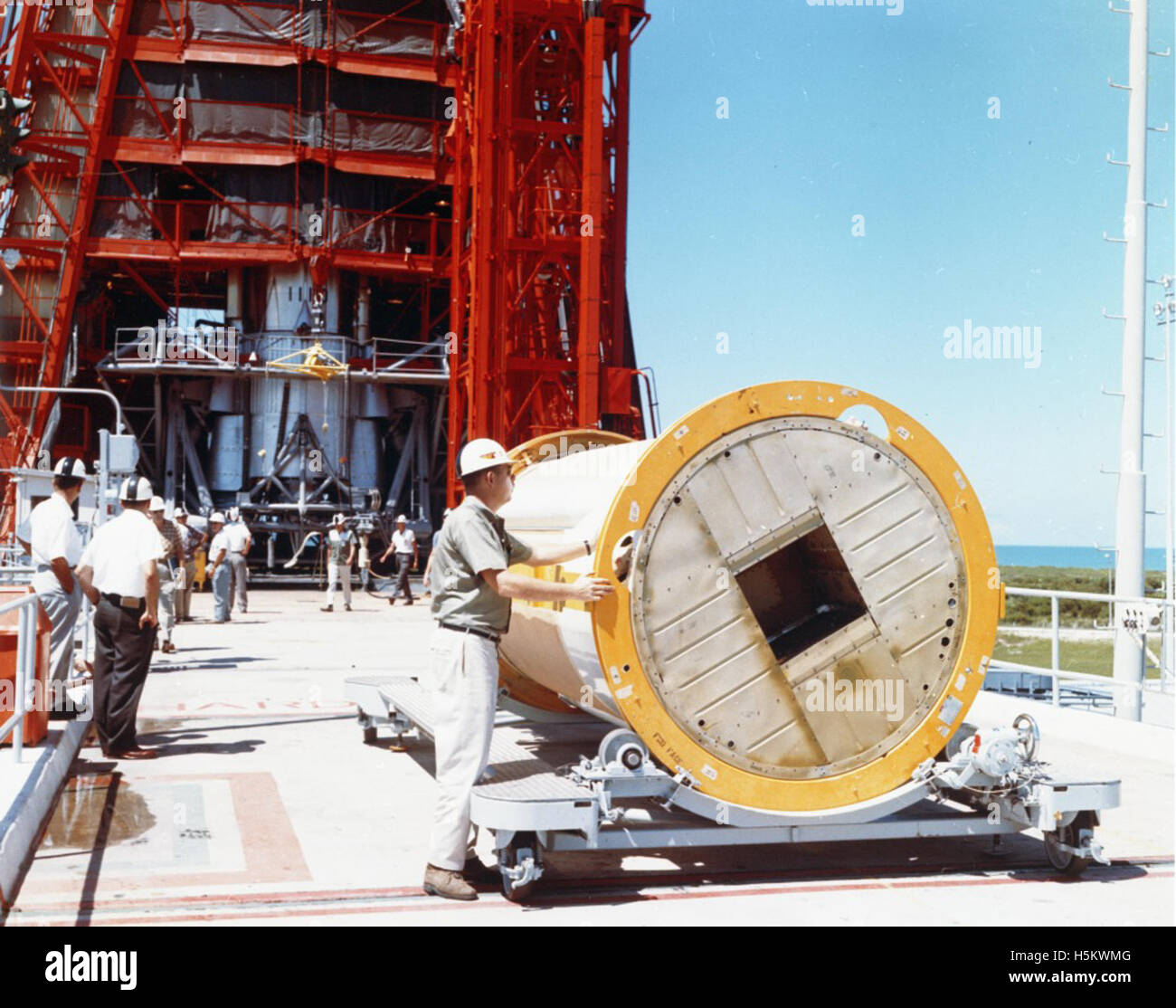 A detailed photograph of the Ranger Atlas 111D and Agena at the ramp ...