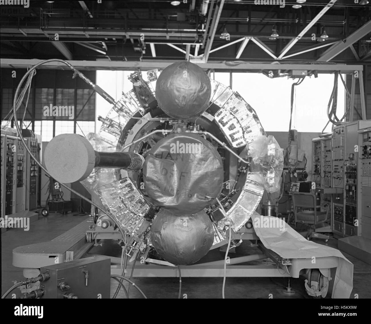 A detailed image of the Agena spacecraft, focusing on its design and ...