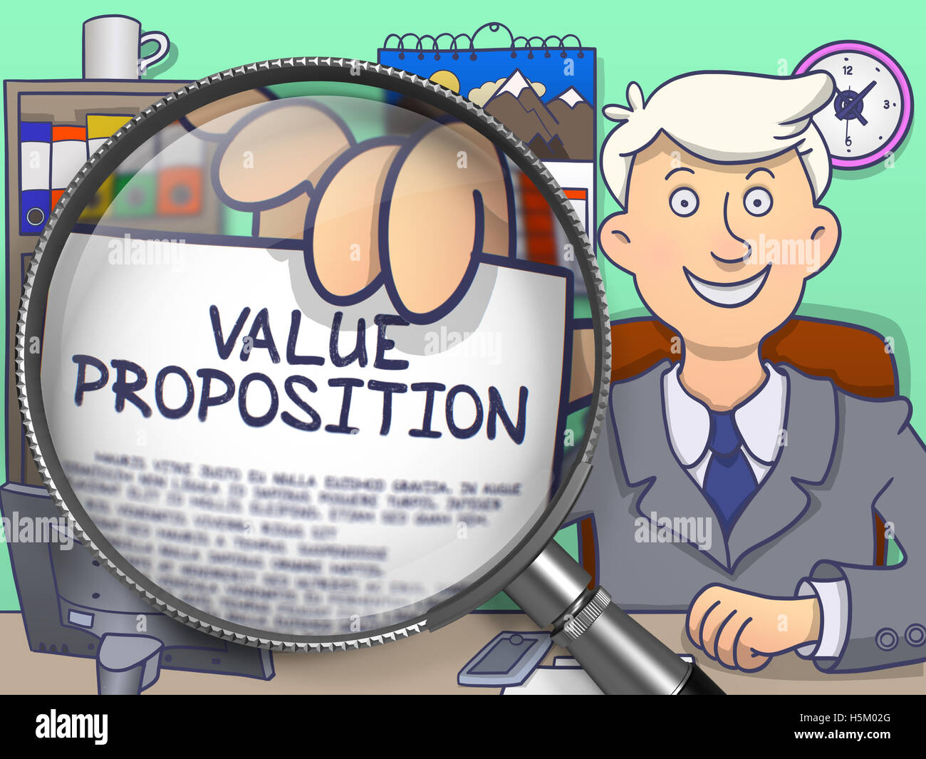 Value Proposition through Lens. Doodle Design Stock Photo - Alamy
