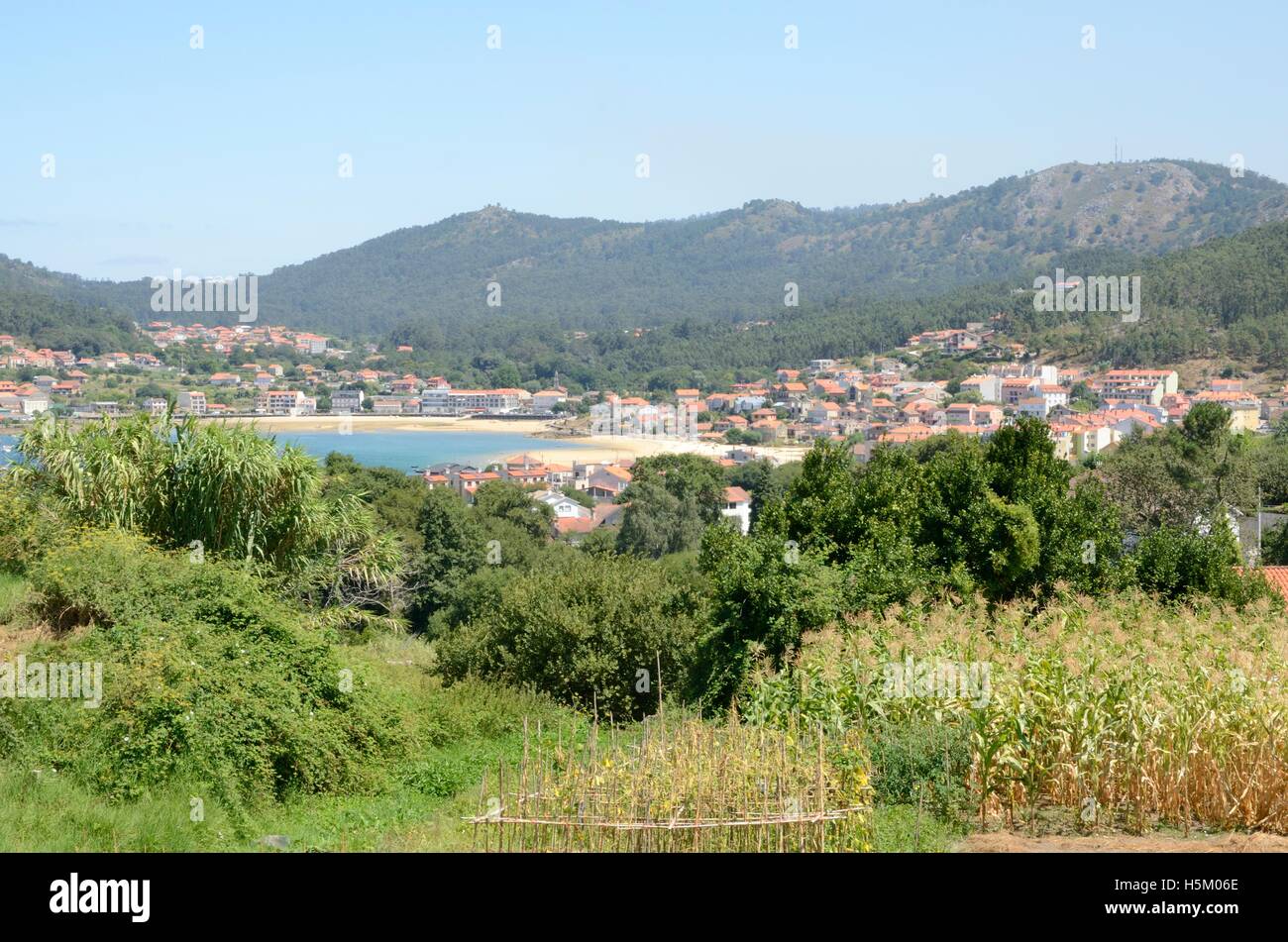 Village of Hio next to the sea, in the province of Pontevedra, Galicia ...