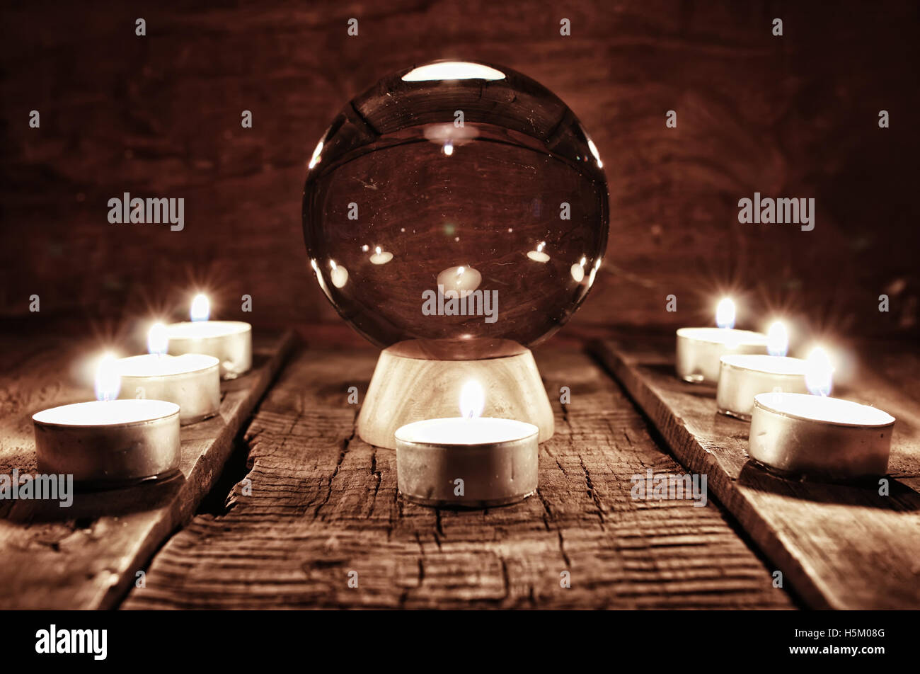 future teller candle divination Stock Photo - Alamy