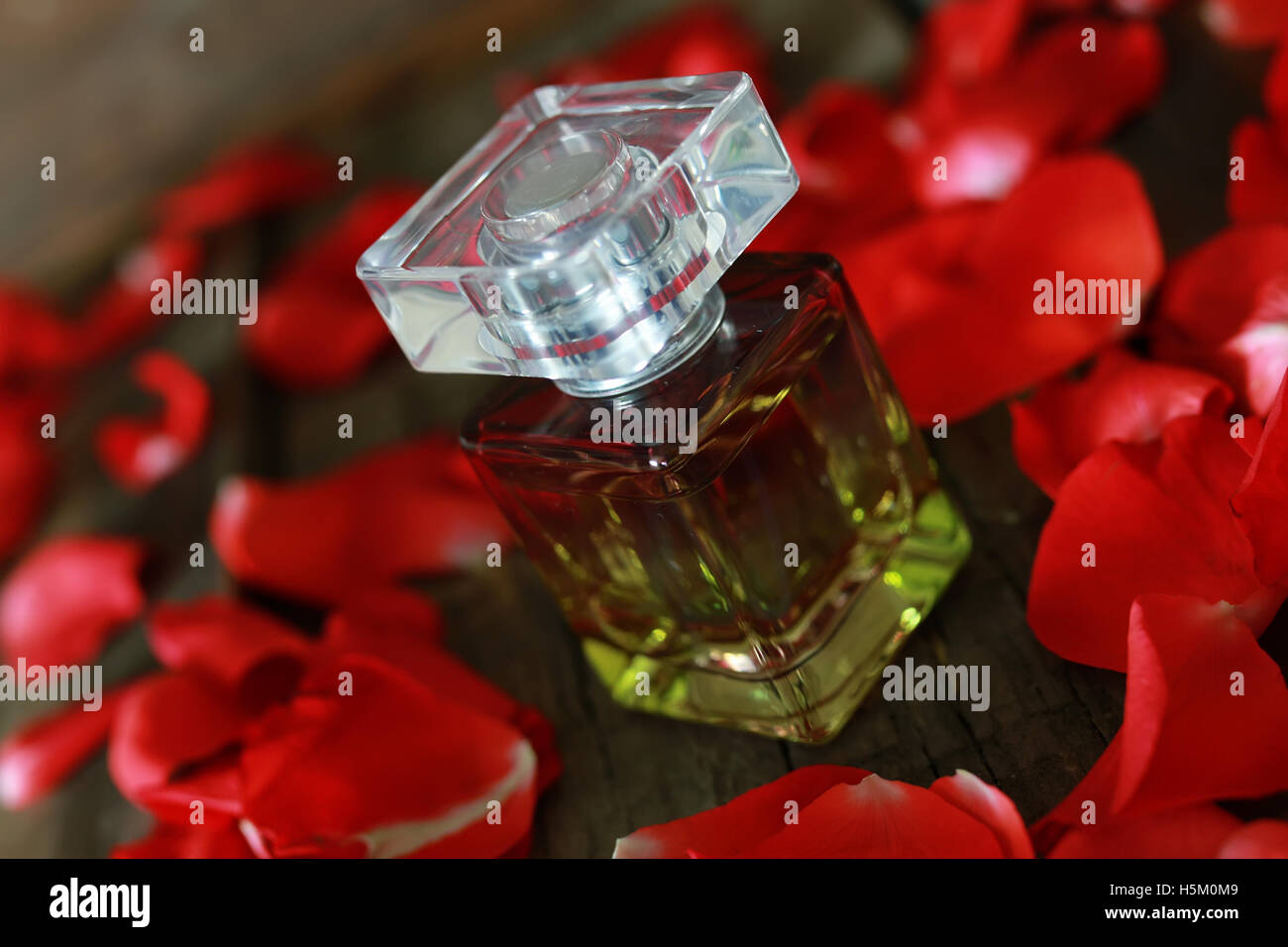 perfume bottle and petals Stock Photo - Alamy