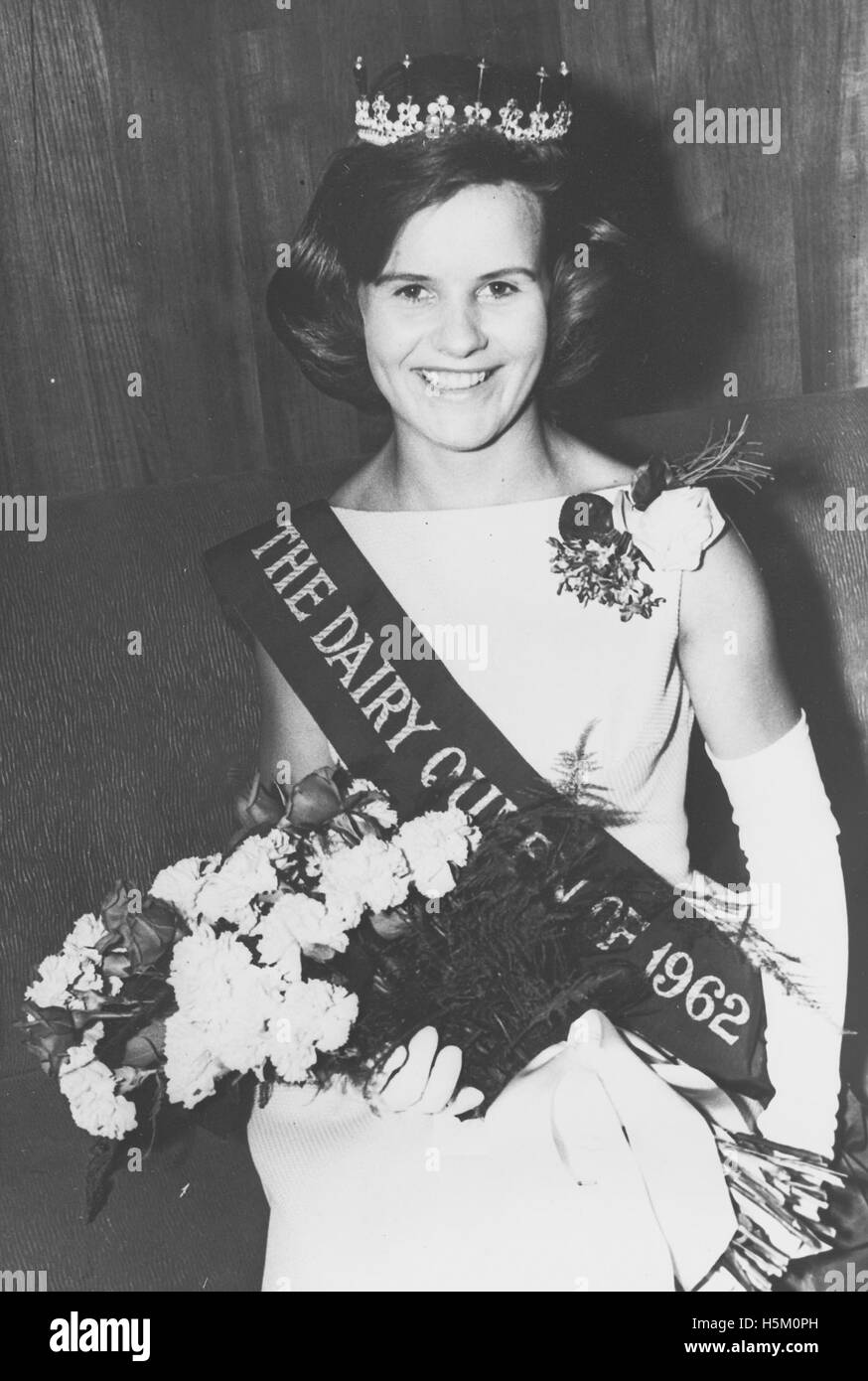 Portrait of Heather Bomford, who held the title of Dairy Queen, a role ...