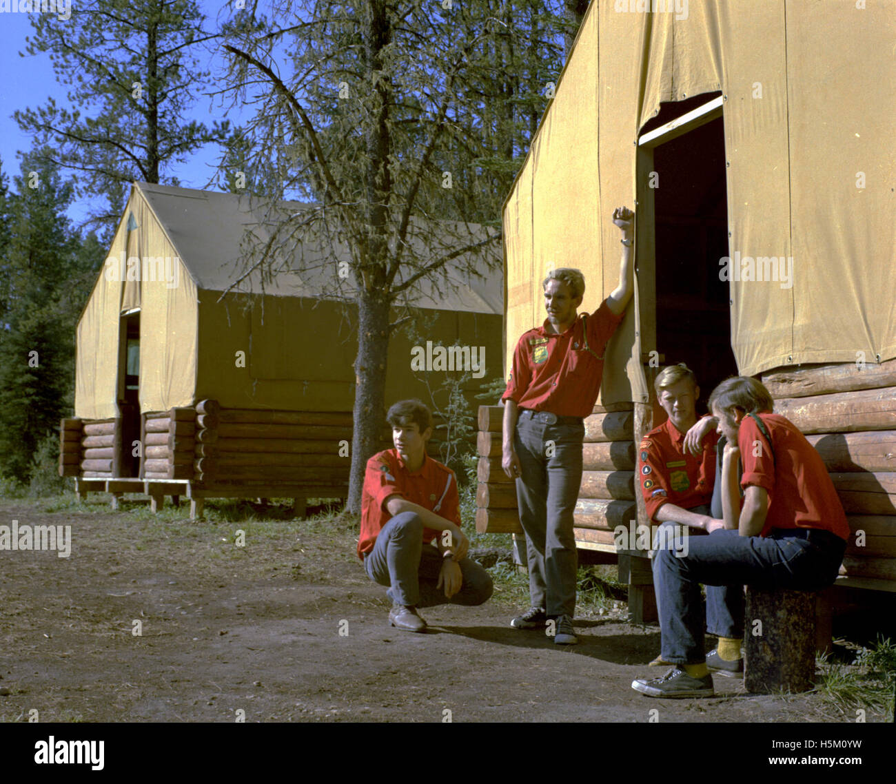 Junior Forest Wardens at a camp near Blue Lake, Alberta, Canada. This ...