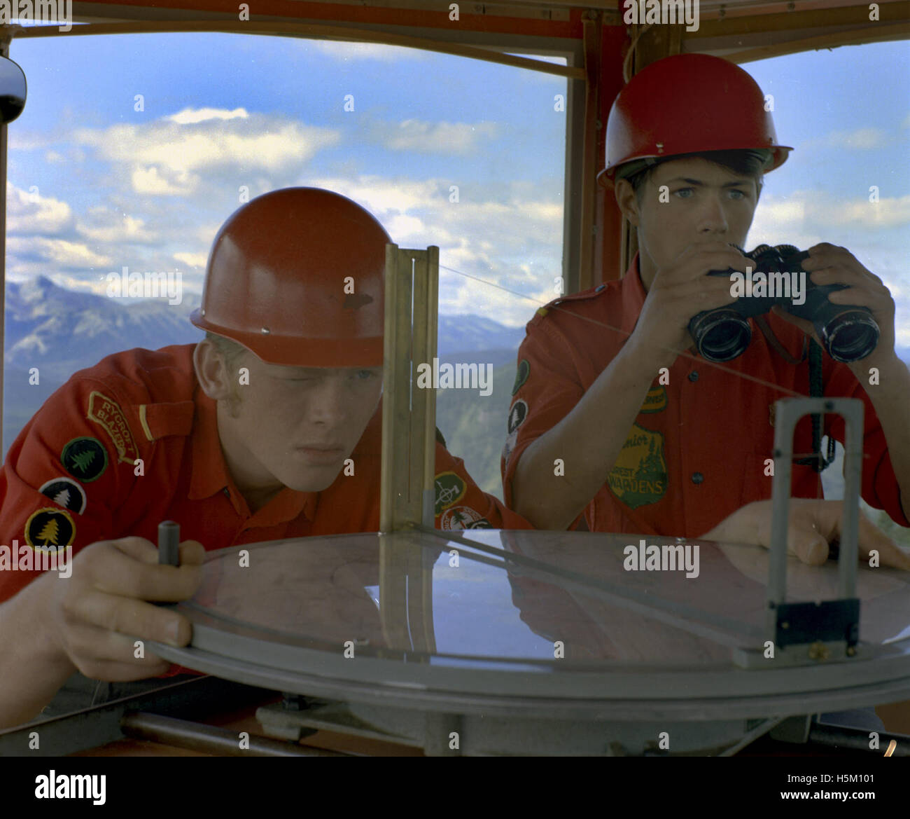 Junior Forest Wardens are stationed in a lookout tower at Blue Lake in ...