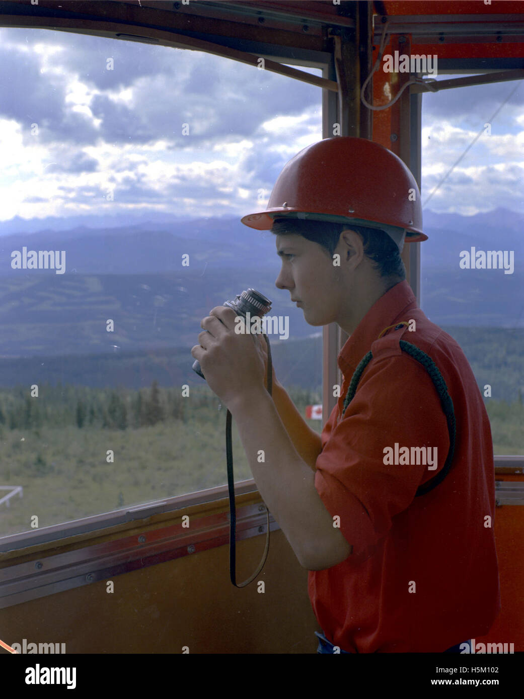 A fire lookout station at Blue Lake, Alberta, Canada, showing a Junior ...