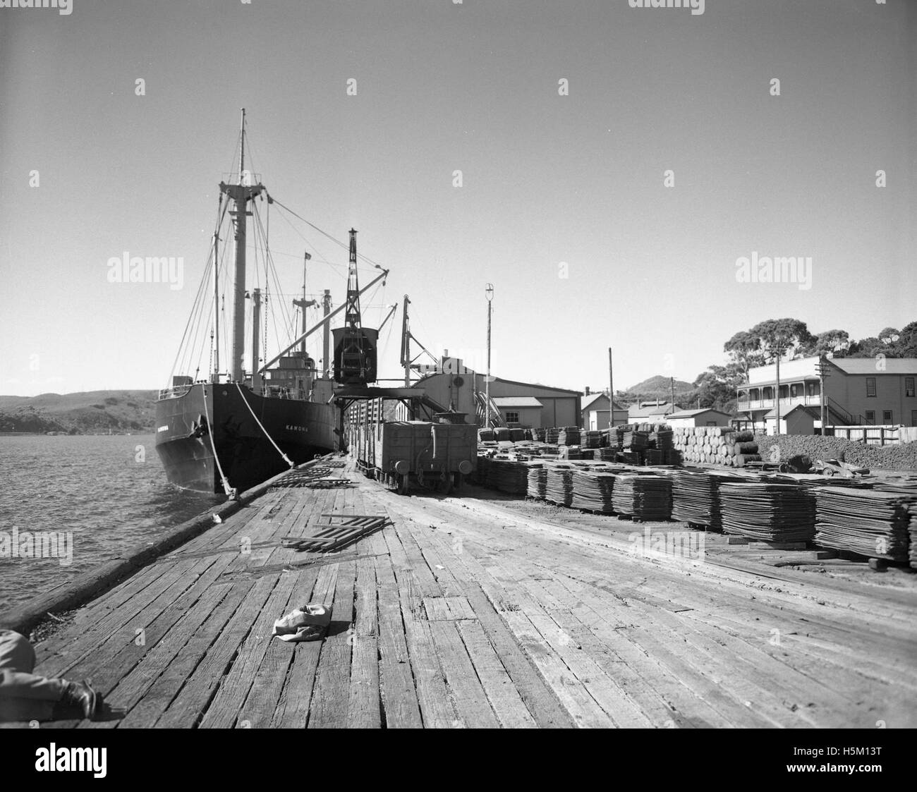 A photograph of Regatta Point Wharf in Copper Stacks, taken in 1952 ...