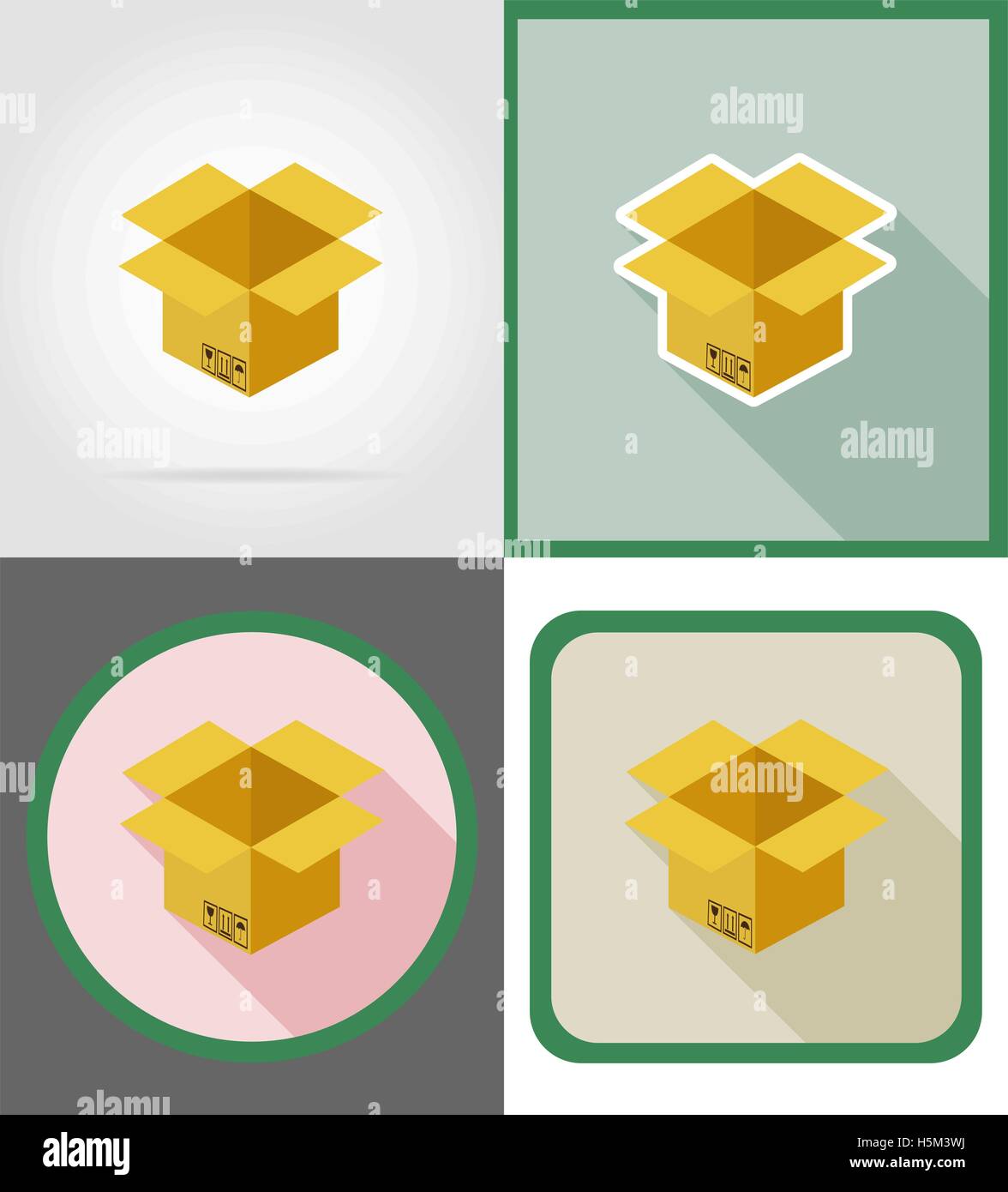 delivery cardboard box flat icons vector illustration isolated on background Stock Vector Image ...