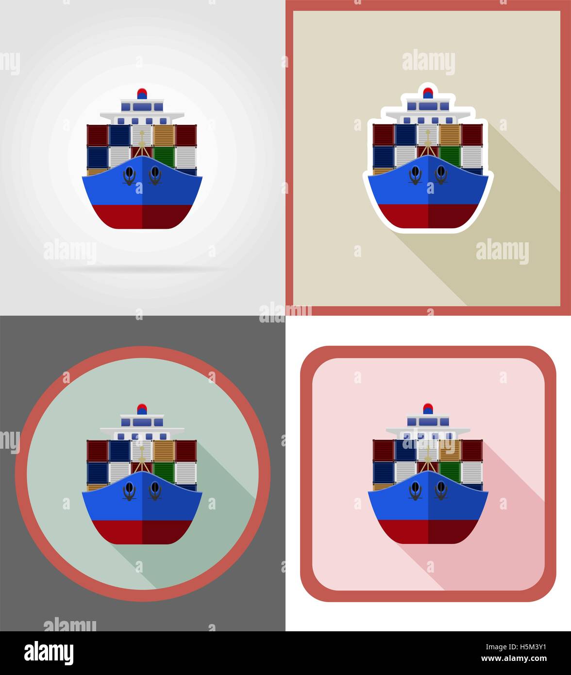 delivery shipping by sea on a ship flat icons vector illustration ...