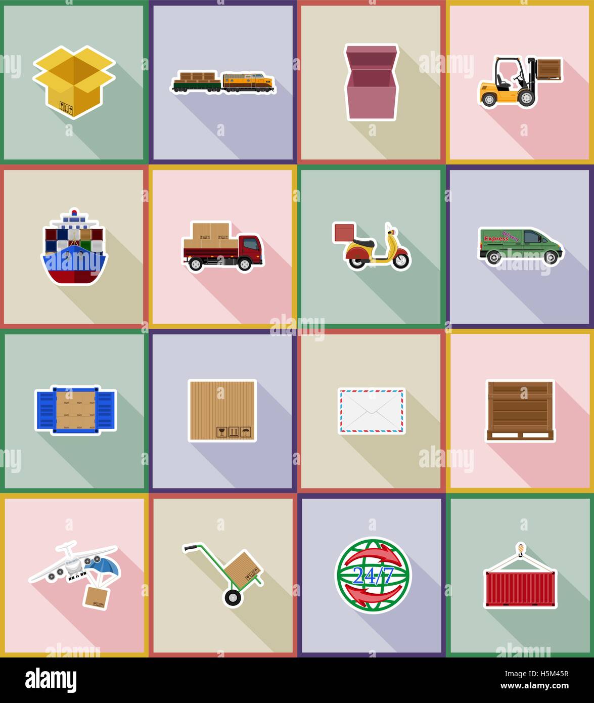 delivery flat icons vector illustration isolated on background Stock ...