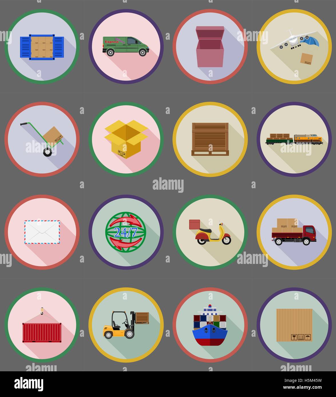 delivery flat icons vector illustration isolated on background Stock ...