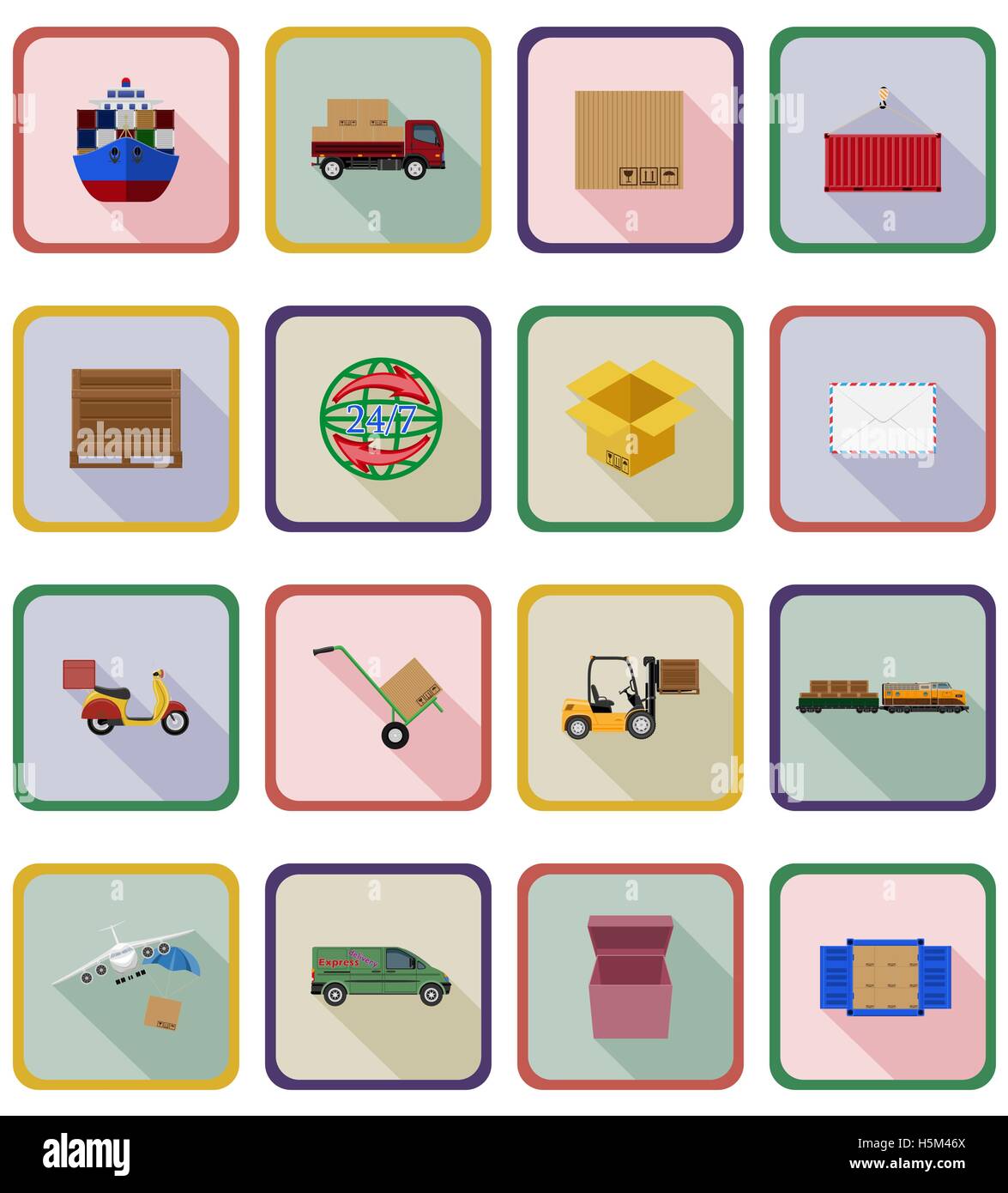 delivery flat icons vector illustration isolated on background Stock ...