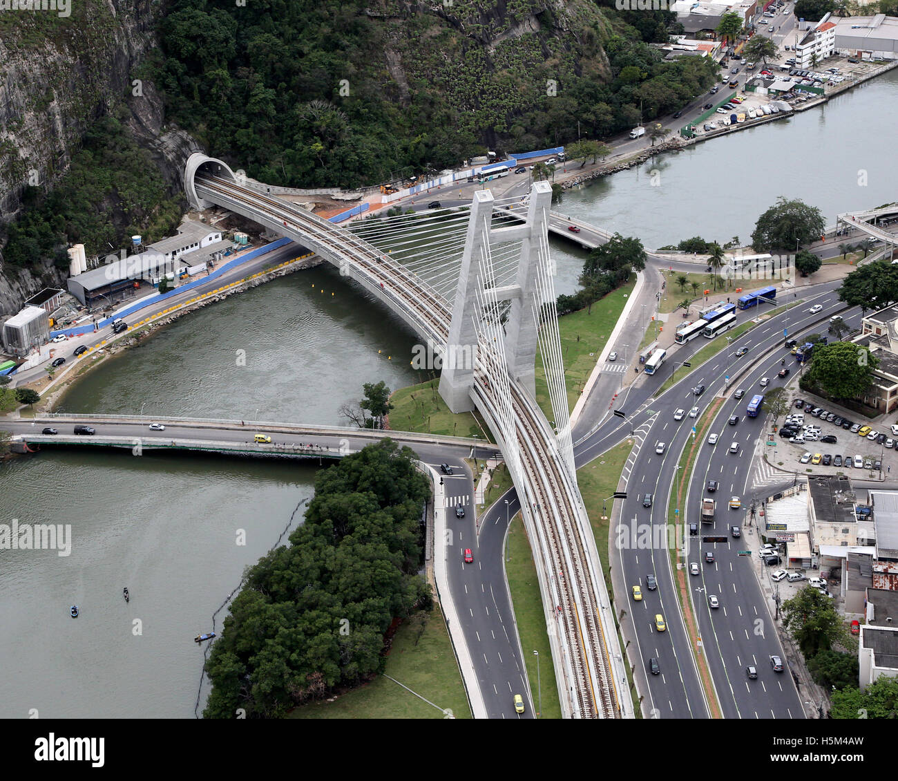 Rio de Janeiro Brazil 2016 New bridges rail and roads from the air ...