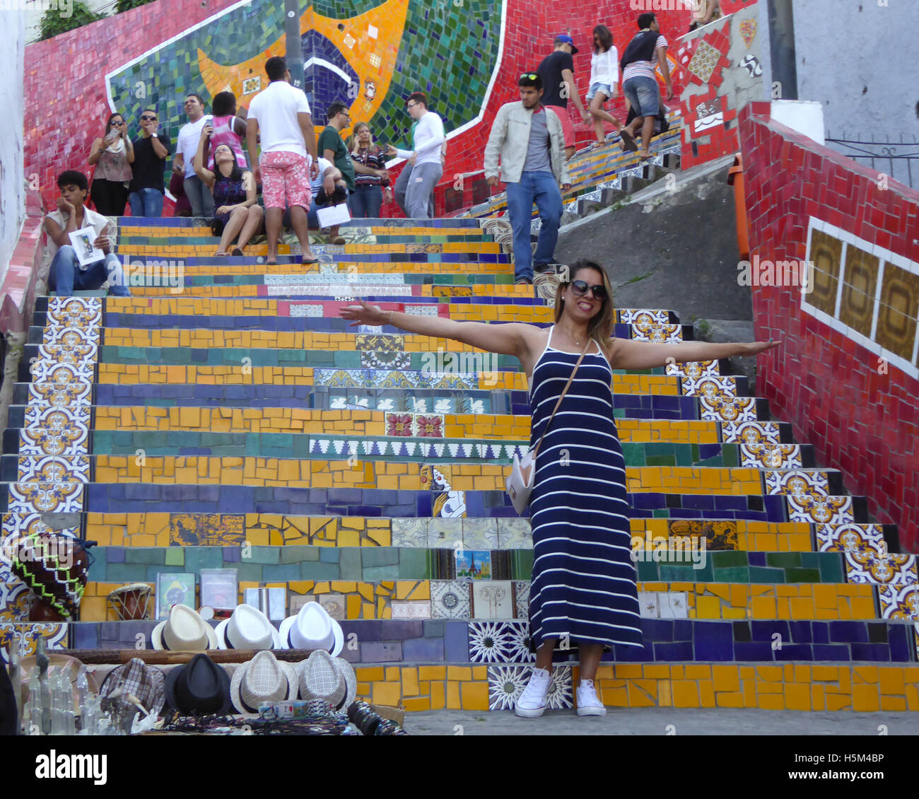 Rio de Janeiro Brazil 2016 Escadaria Selaron Mosaics staircase in the ...