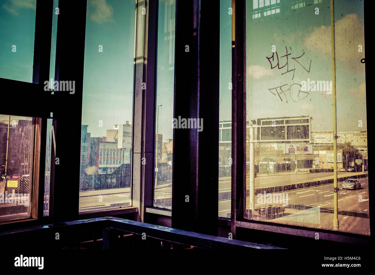 City roads through the window, lazy Sunday vintage style Stock Photo ...