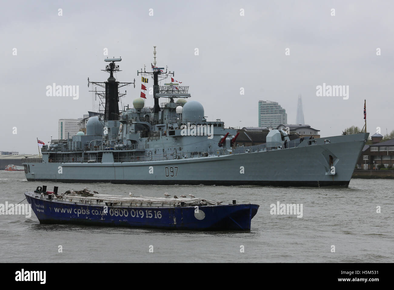 HMS Edinburgh on the Thames Stock Photo - Alamy