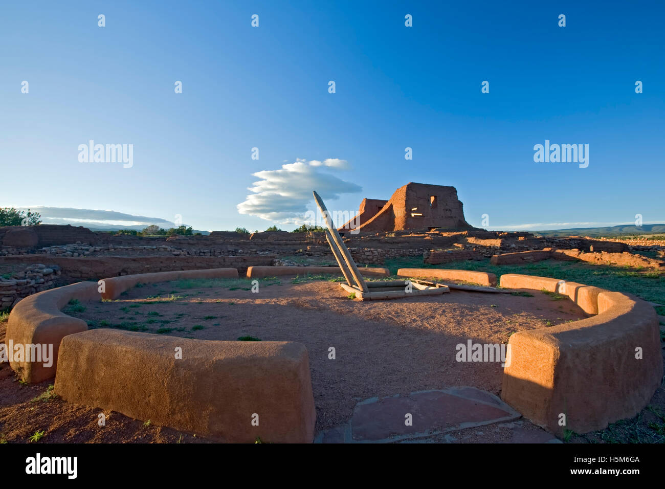 Kiva and mission church ruins, Pecos National Historical Park, Pecos ...