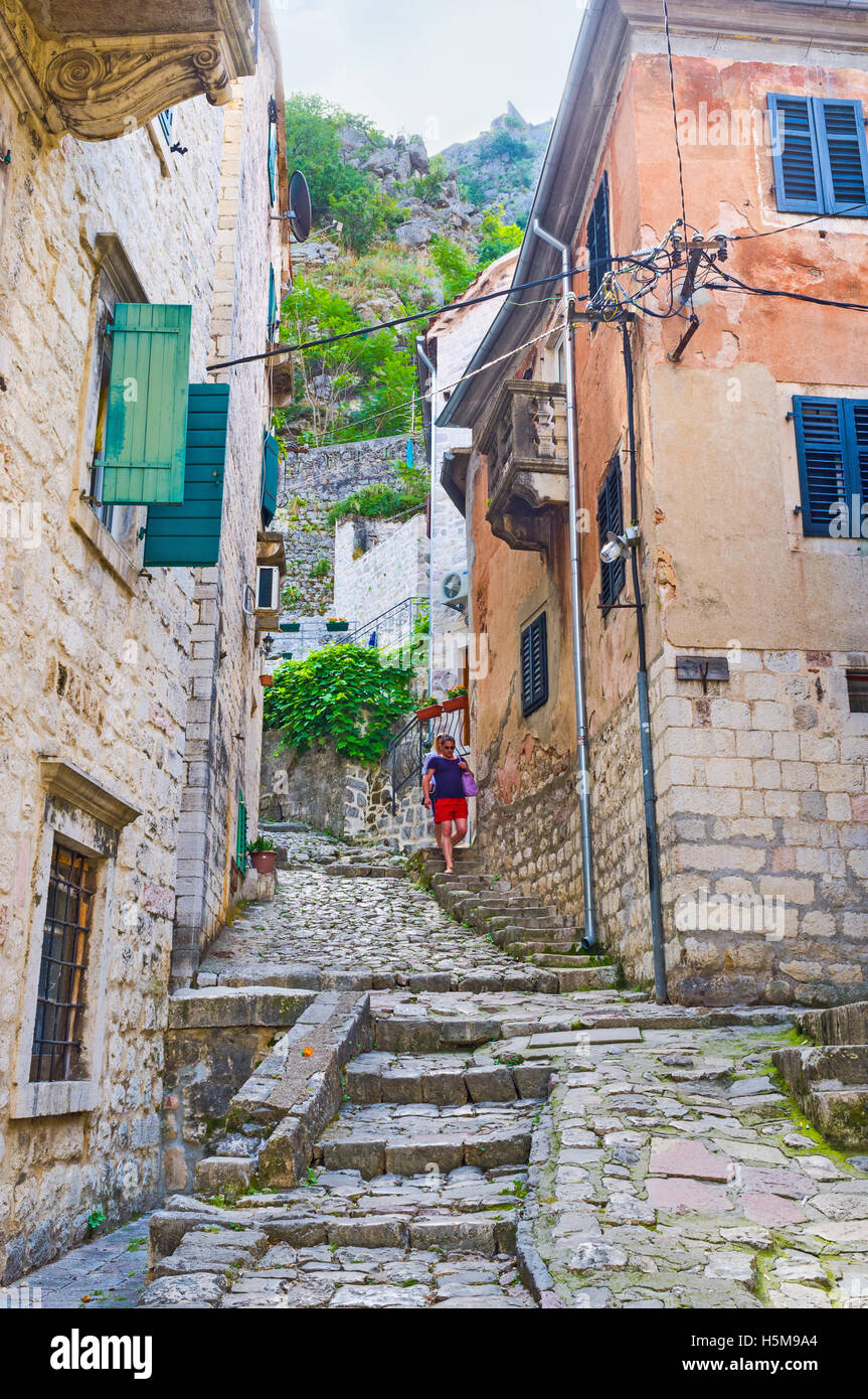 The narrow street with the old road leads to the fortress of St John ...