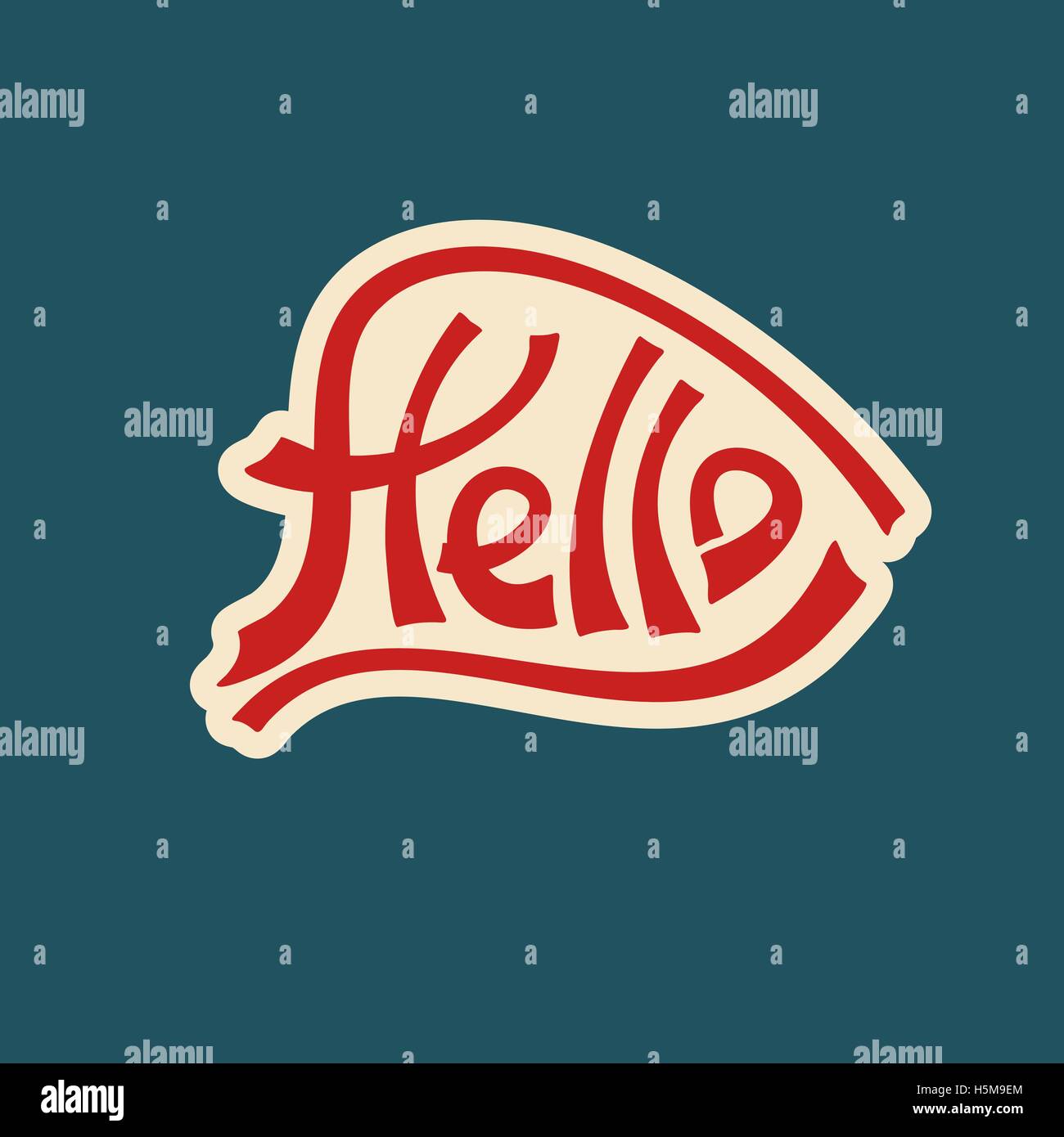 hello text lettering red characters on dark blue background vector ...