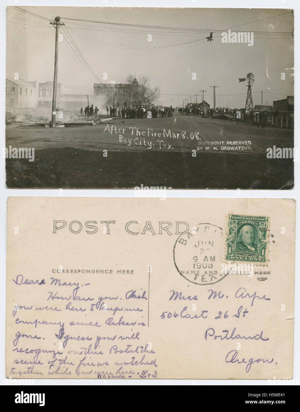 A photo depicting the aftermath of a fire in Bay City, Texas, on March ...