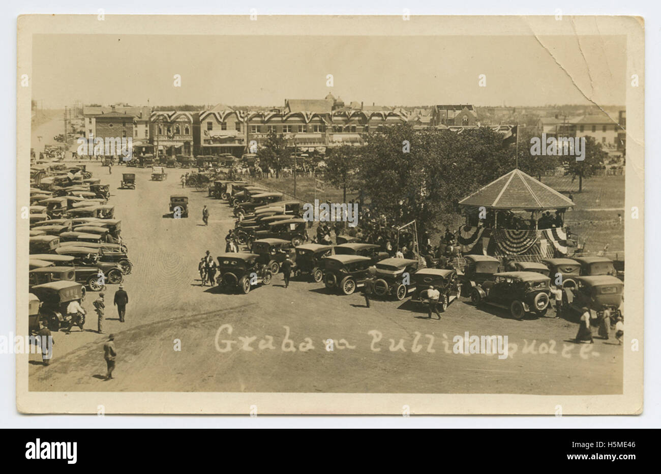 Graham Public Square in Texas is depicted with commercial buildings ...
