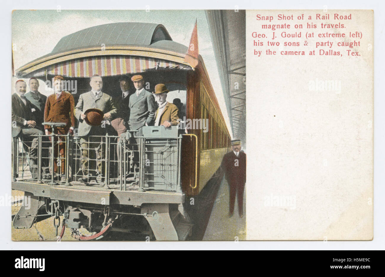 A snapshot featuring a railroad magnate during his travels, captured on ...