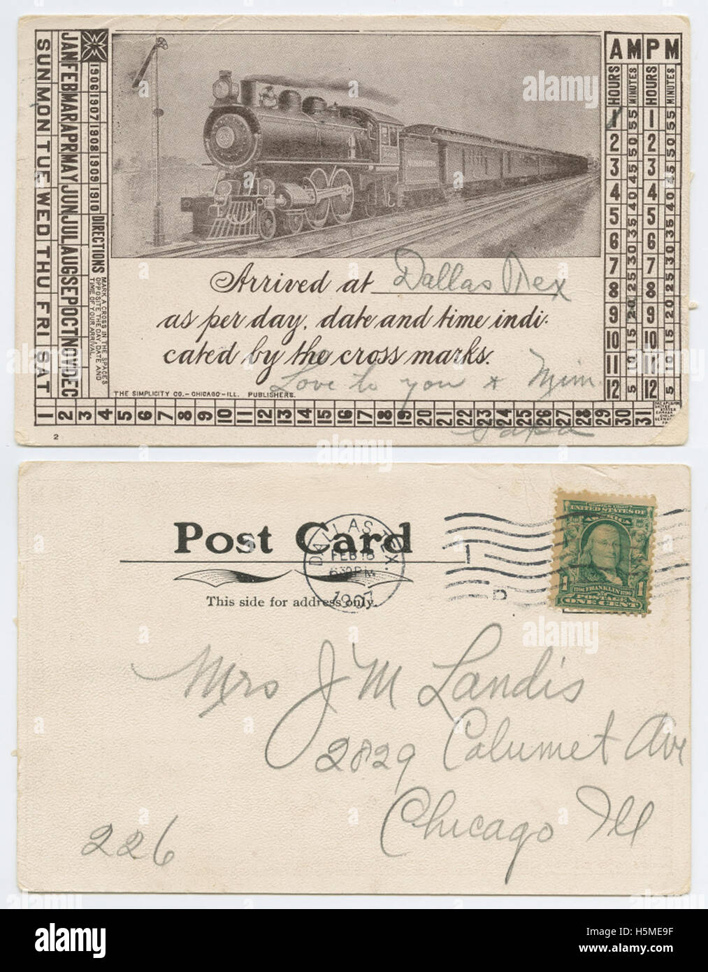 A vintage postcard showing a railroad train arrival in Dallas, Texas ...