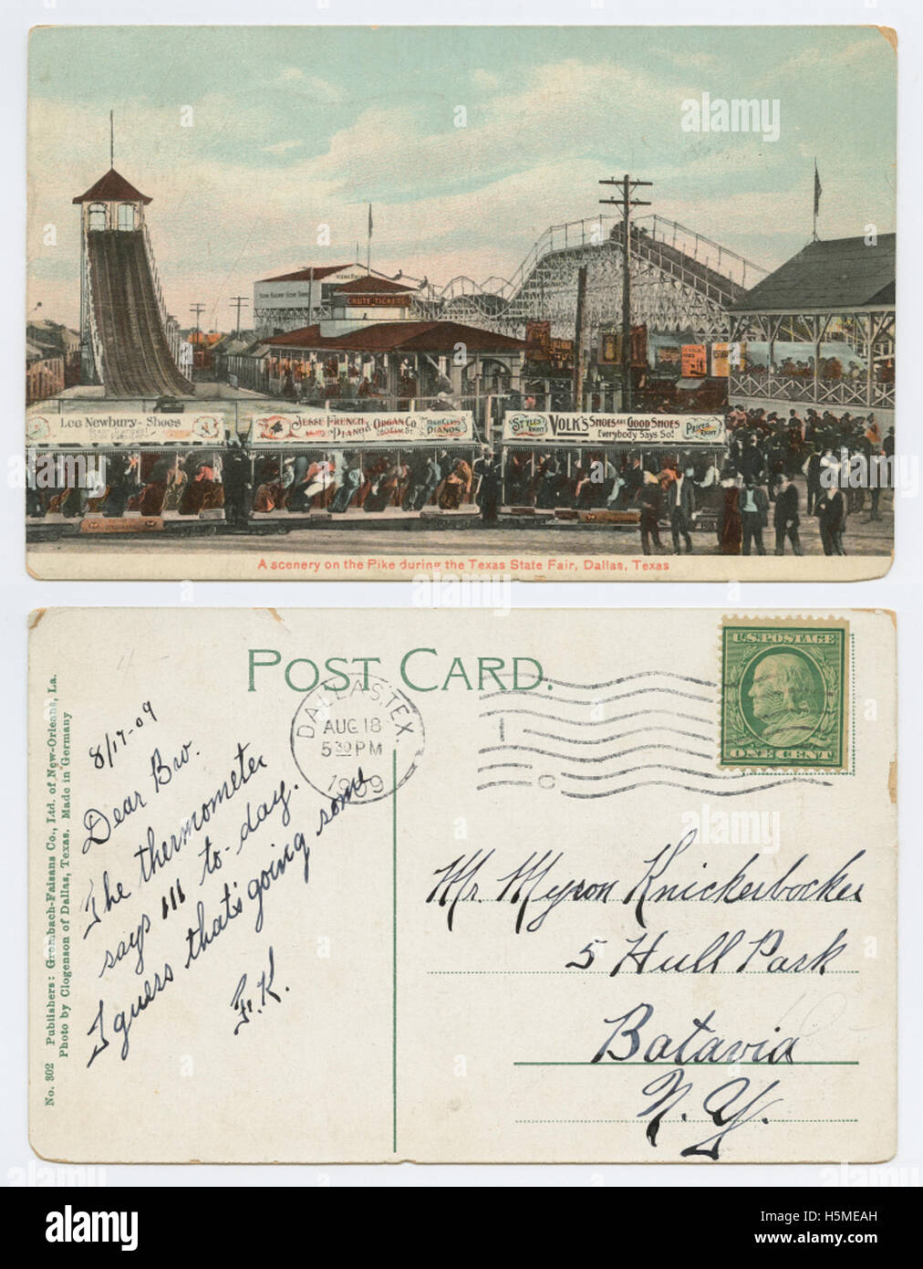 A postcard showing a scenic view of the Texas State Fair held in Dallas ...