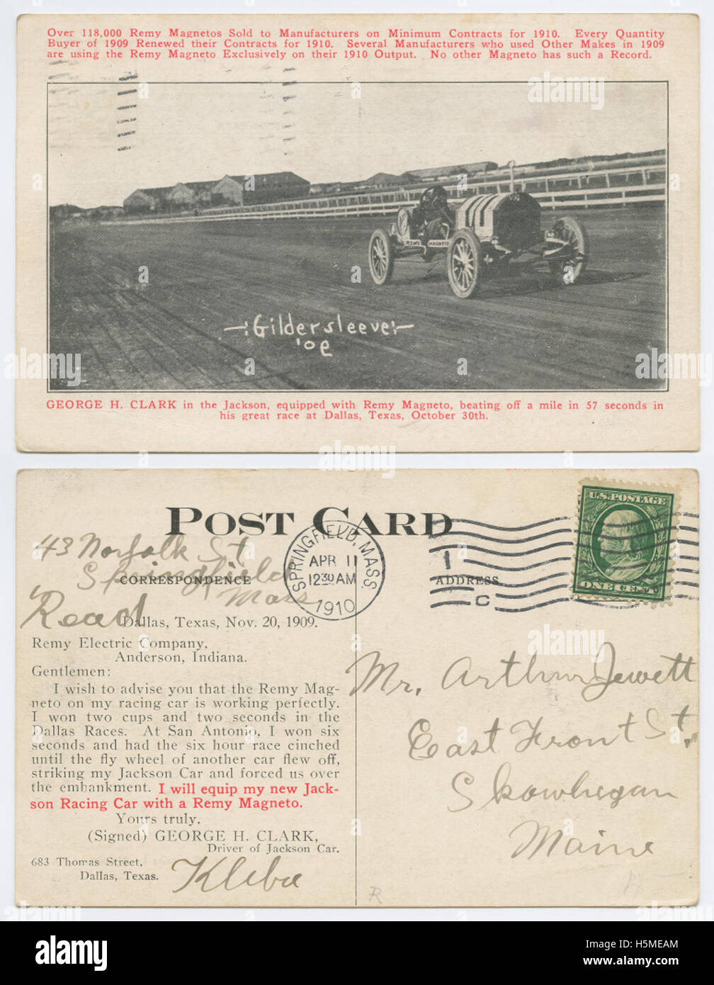 George H Clark in the Jackson, equipped with Remy Magneto Stock Photo ...