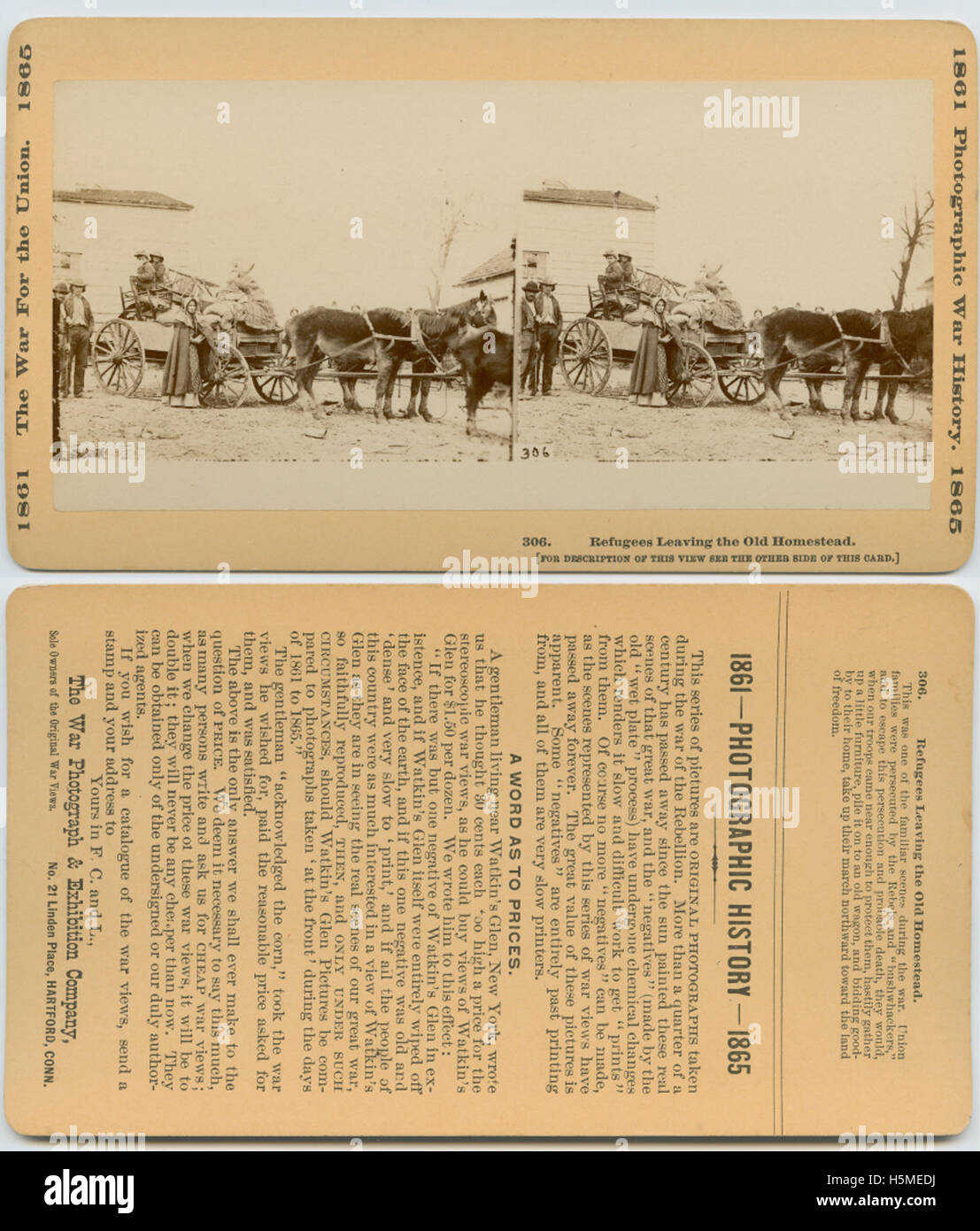 Stereoview depicting refugees leaving their homes during the American ...