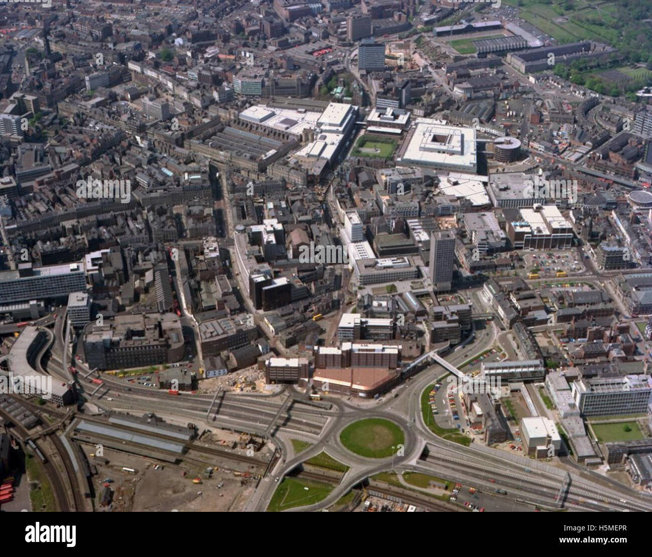 Looking west across Newcastle City Centre, 1977 Stock Photo - Alamy