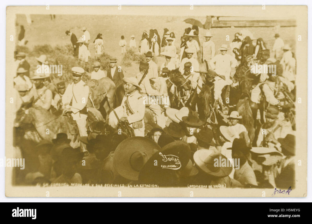 A historical photograph or document featuring Colonel Luis G. Morelos ...