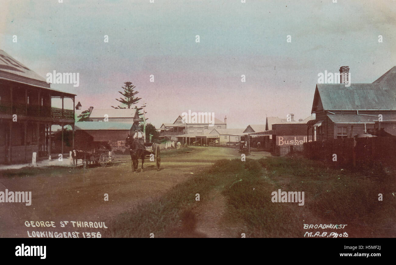 A historical photograph of George Street in Thirroul, New South Wales ...