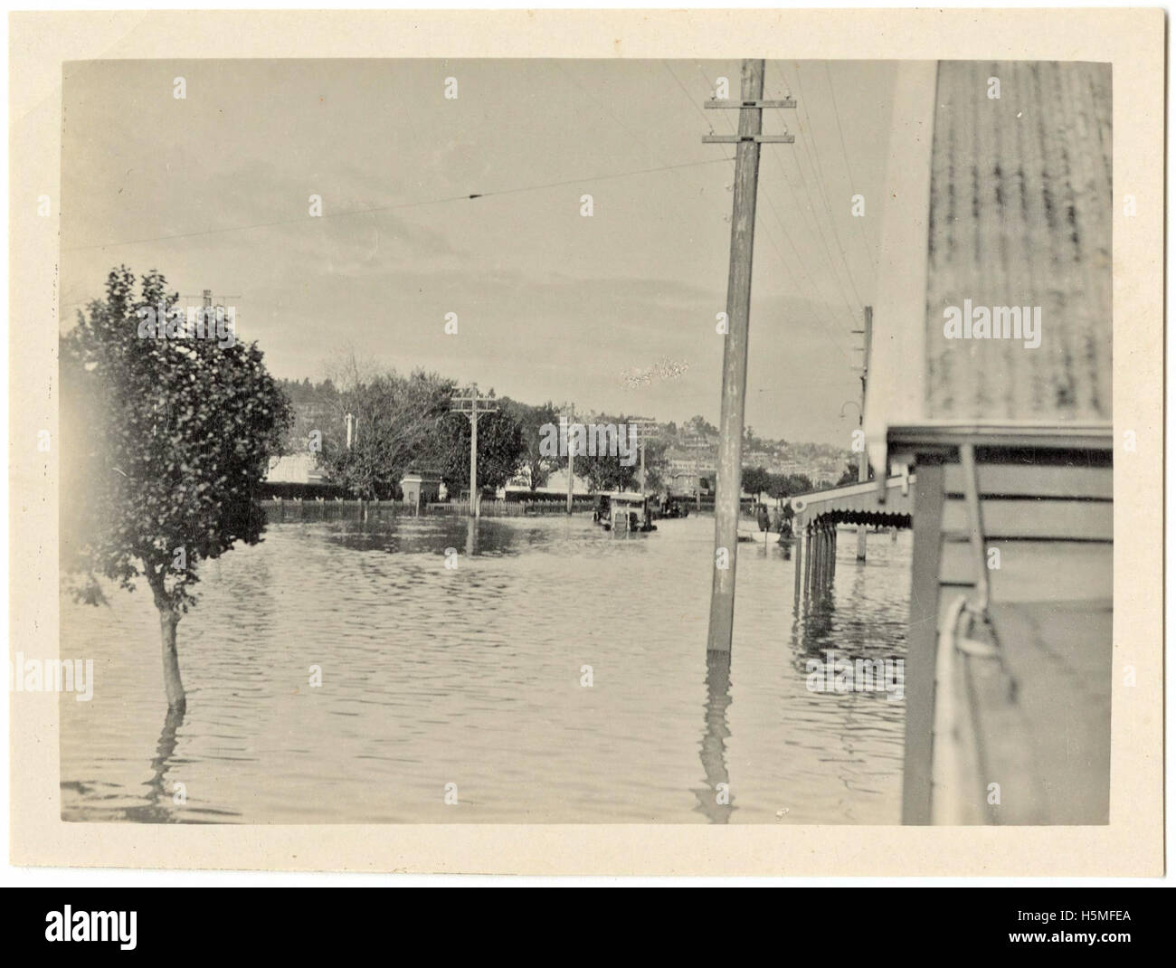 A photograph from 1929 showing Invermay Road flooded, documenting a ...