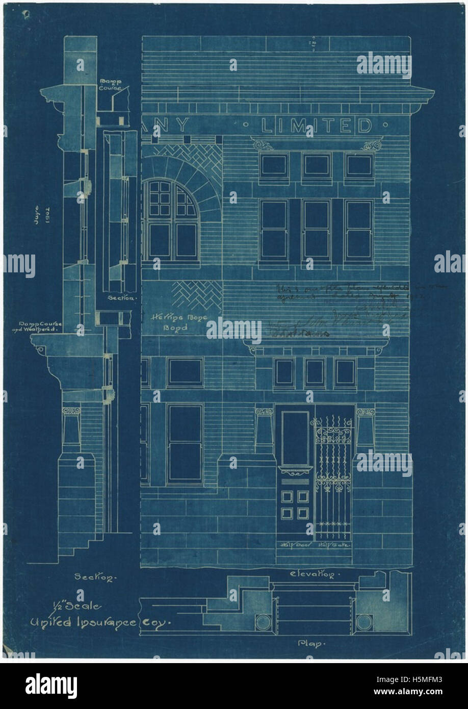 An architectural drawing of the Brisbane office of The United Insurance ...
