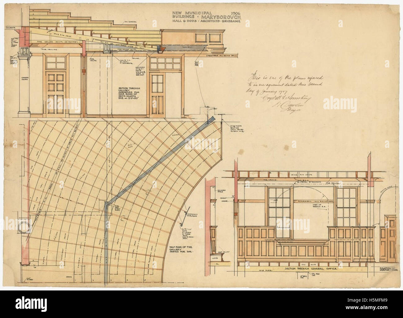 This architectural drawing depicts the design of the new municipal ...
