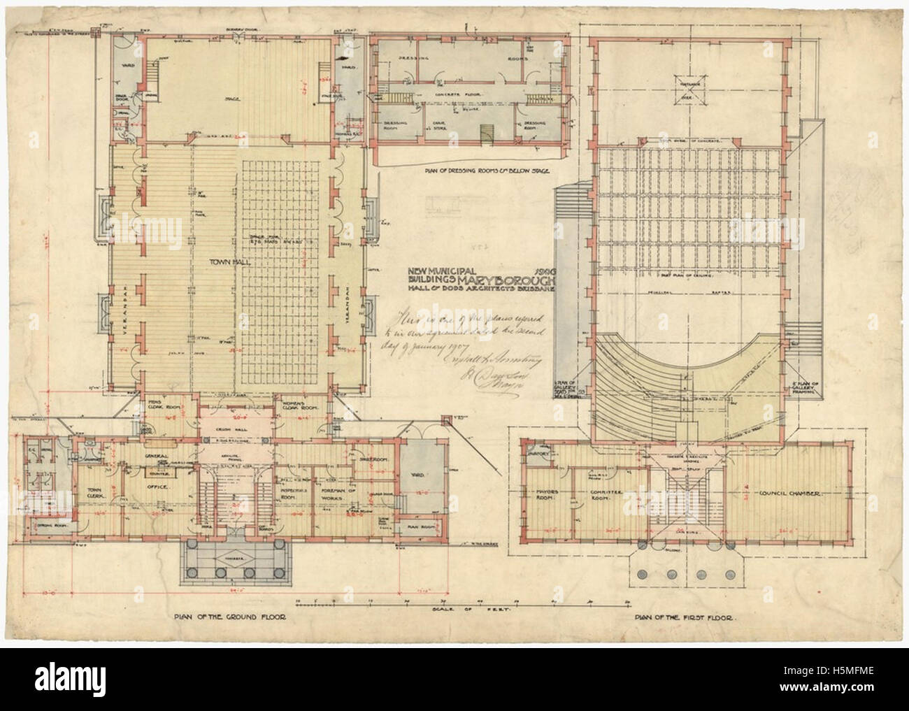 An architectural drawing of the new municipal buildings in Maryborough ...