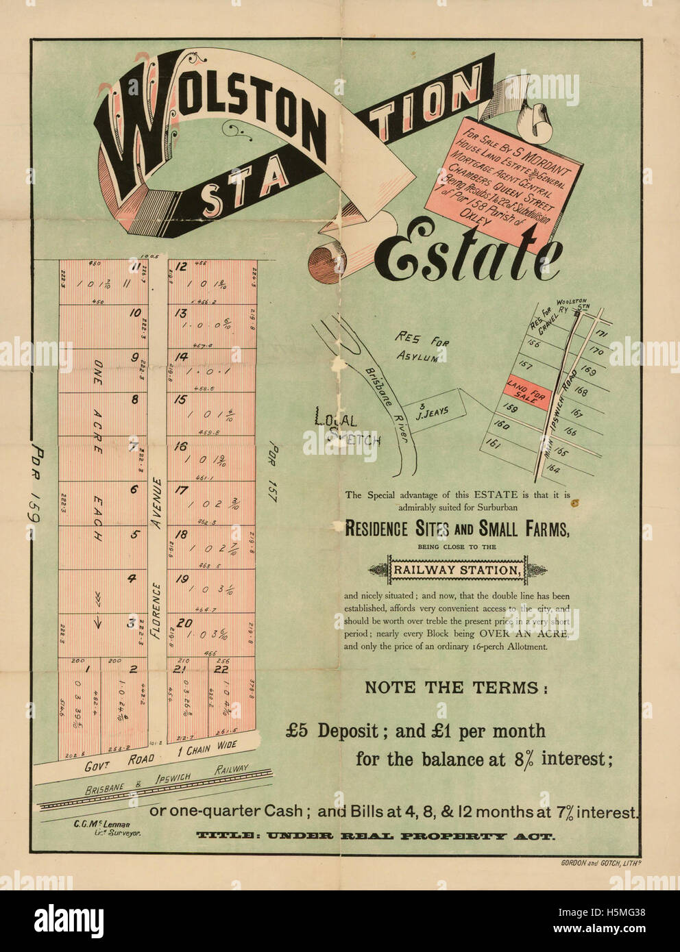 A real estate map of the Wolston Station Estate in Wacol, circa 1900 ...