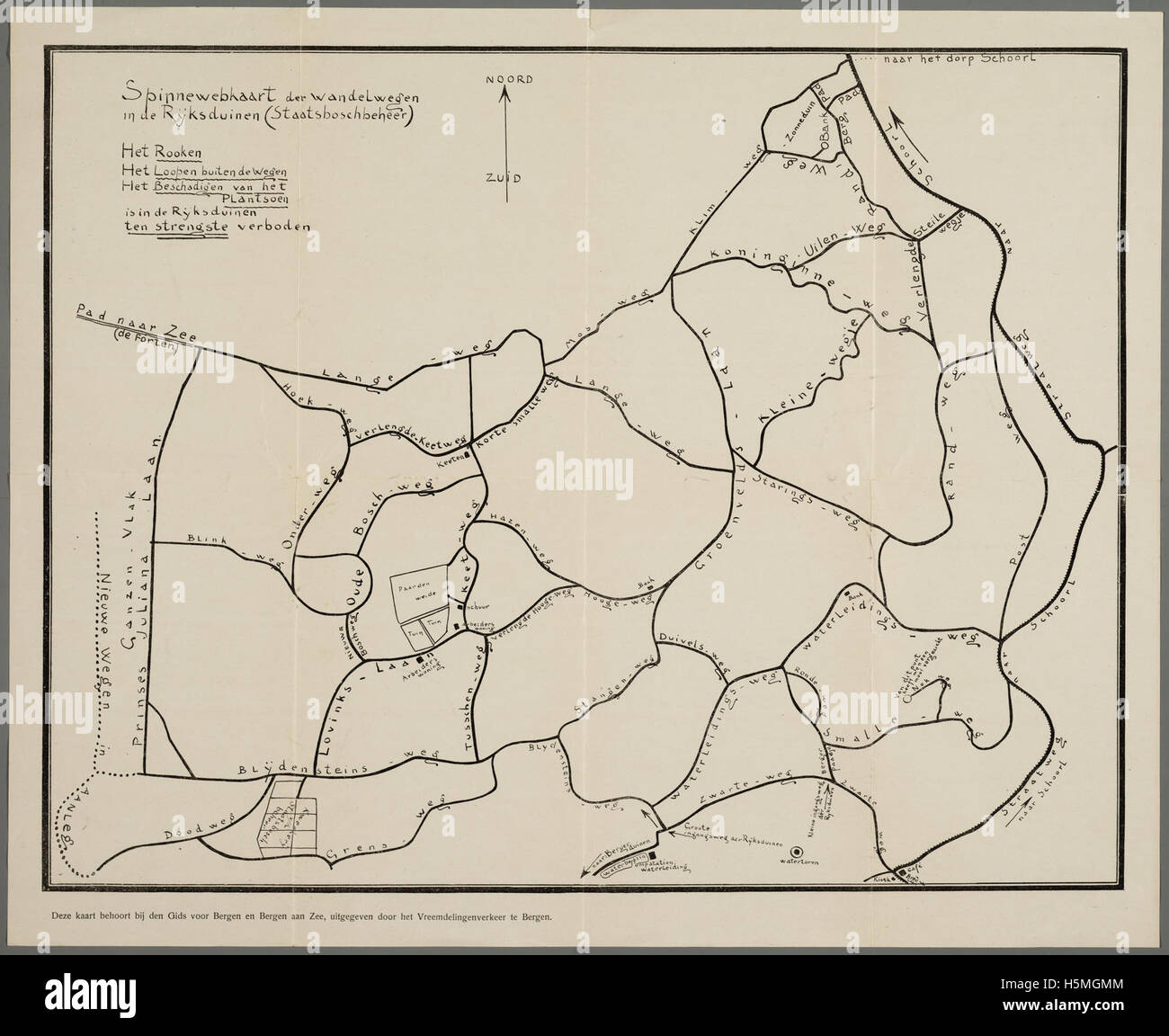 This map, dated 1916, depicts the Rijksduinen near Schoorl in the ...