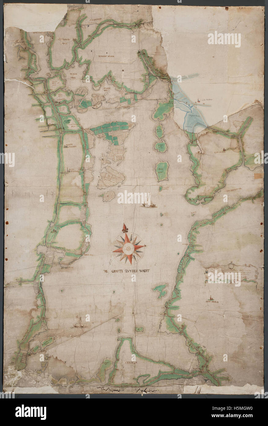 A historical map or document from 1626 showing the reclamation of land ...