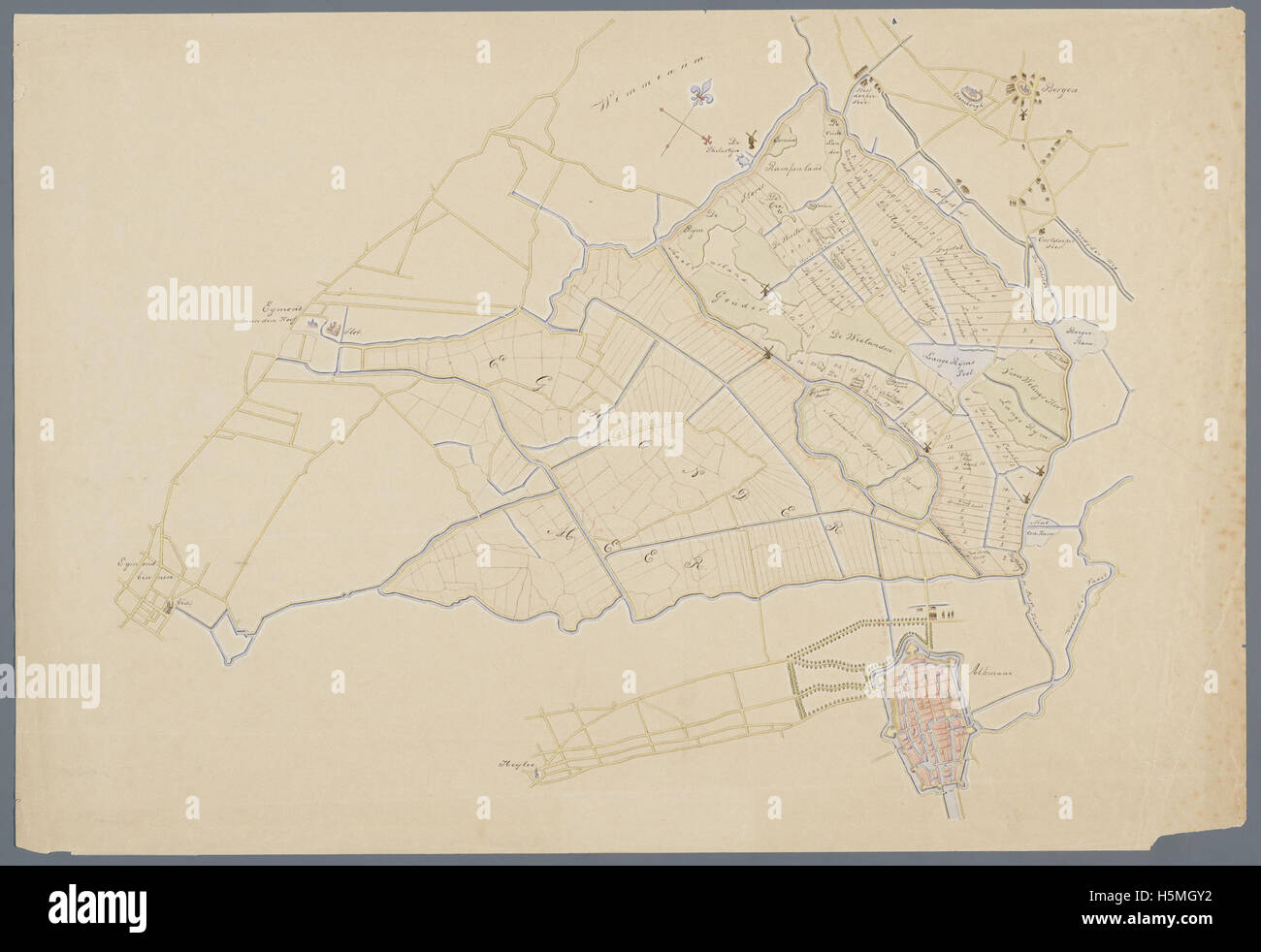 A map of the Bergermeerpolder and Egmondermeerpolder, areas in the ...