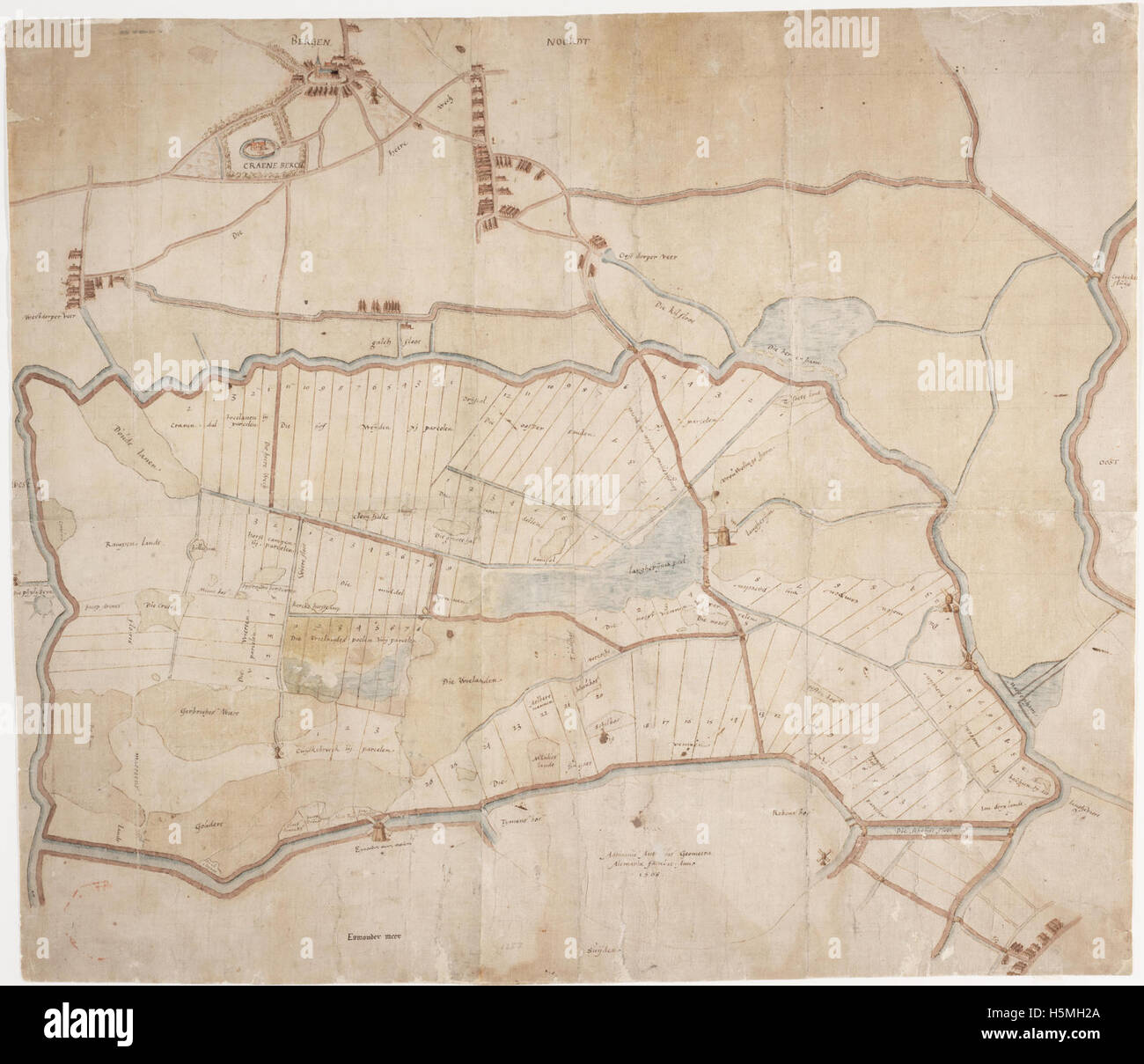 A map or record from 1568 showing the reclamation of land in the ...