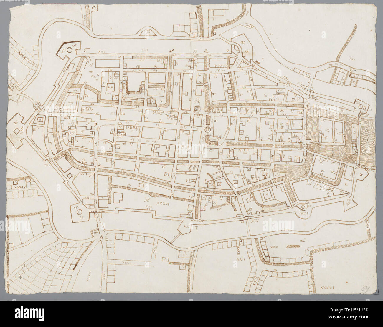 A historical map or image of Alkmaar in the year 1796. Alkmaar, a city ...