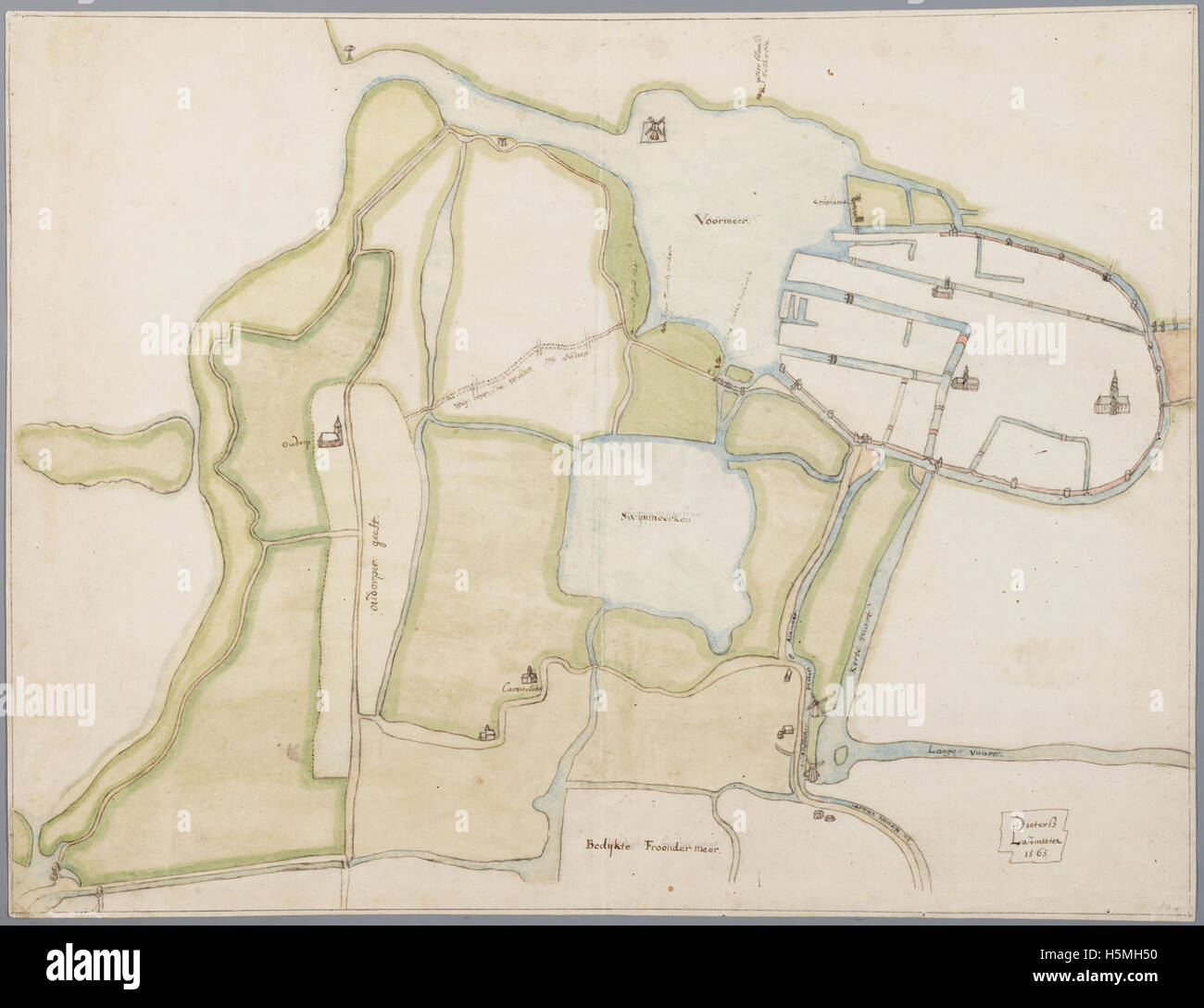 This historical map from 1715 depicts Alkmaar and its surrounding areas ...