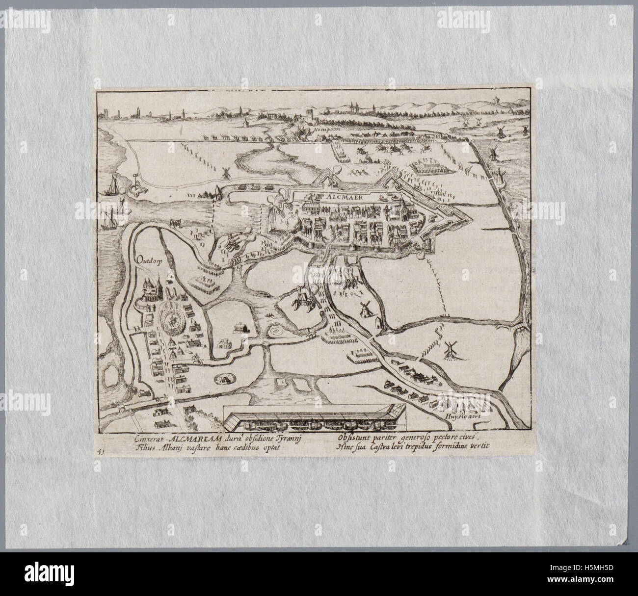 A historical image depicting the Siege of Alkmaar in 1573. The scene ...
